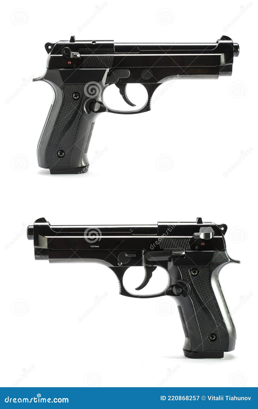 Gun, Pistol Isolated on White Stock Image - Image of handle, caliber ...