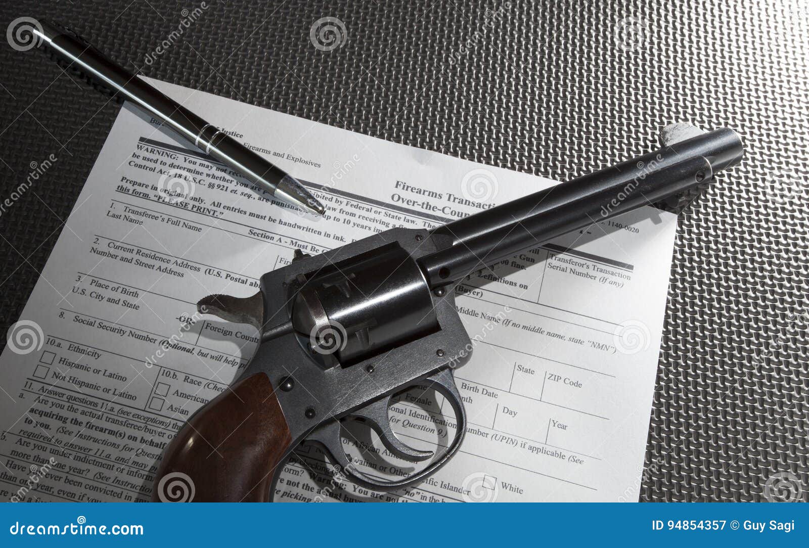 Gun purchase paperwork stock image. Image of transfer - 94854357