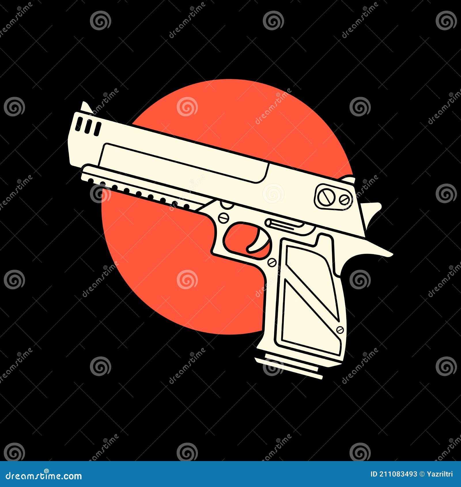 Gun with Red and Black Background Illustration Stock Vector ...