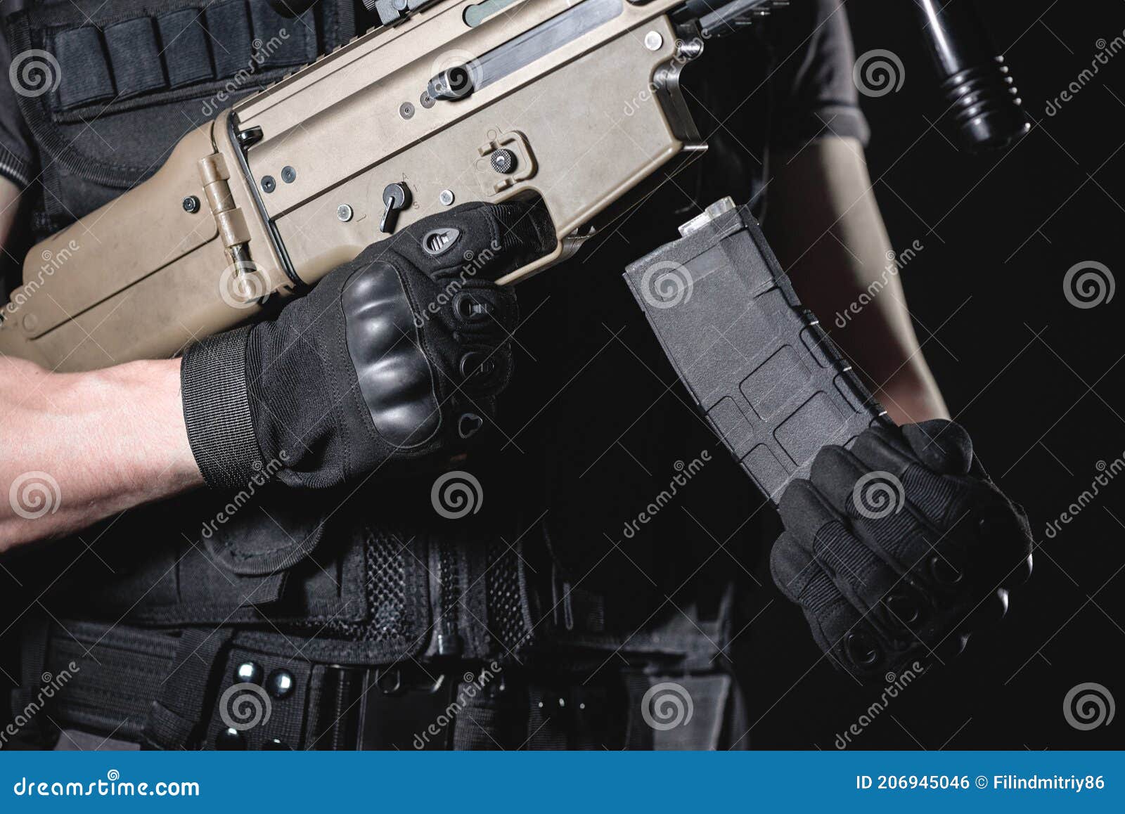 Gun reload stock photo. Image of carbine, automatic - 206945046