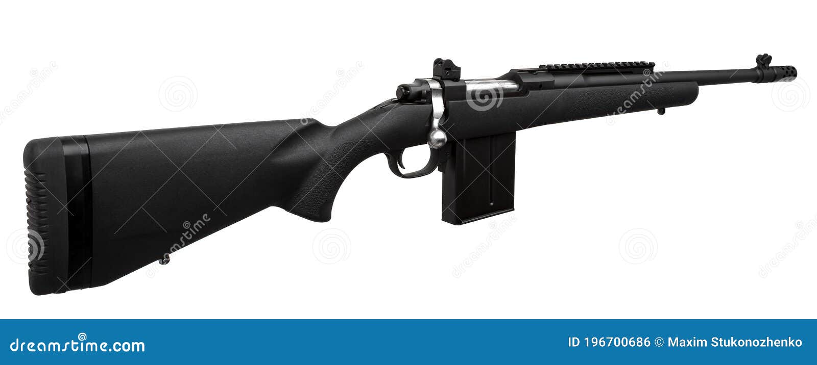 Gun Rifle Isolated on White Stock Photo - Image of steel, military ...