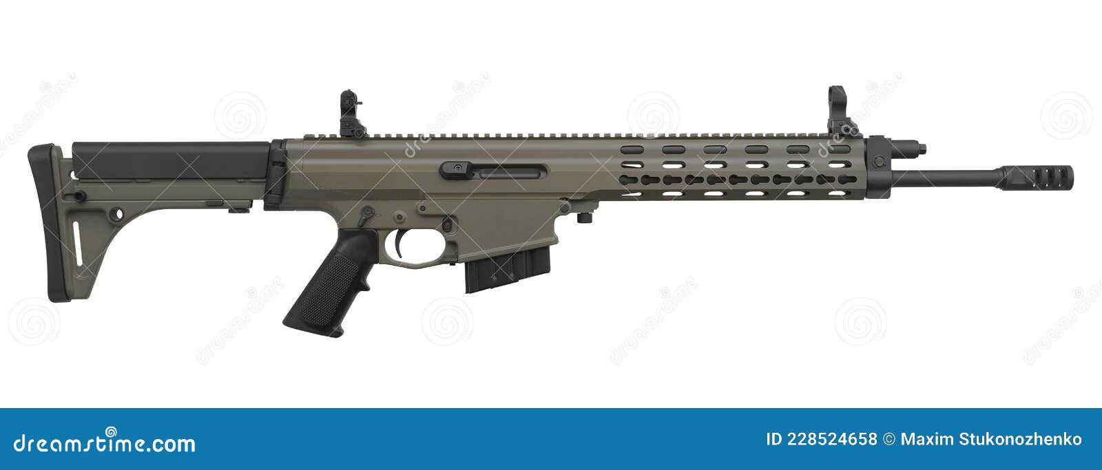 Gun Rifle Isolated on White Stock Photo - Image of assault, target ...