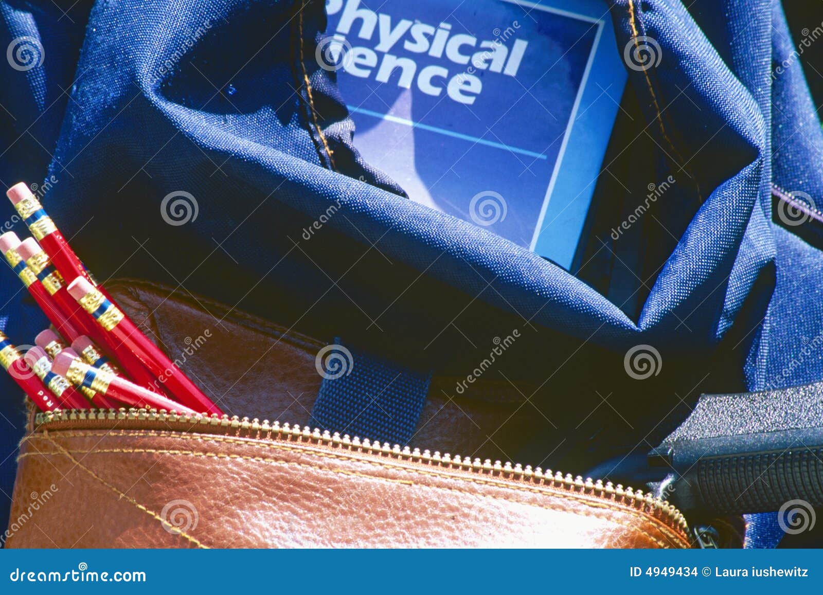 Gun in school backpack stock photo. Image of coloured - 4949434