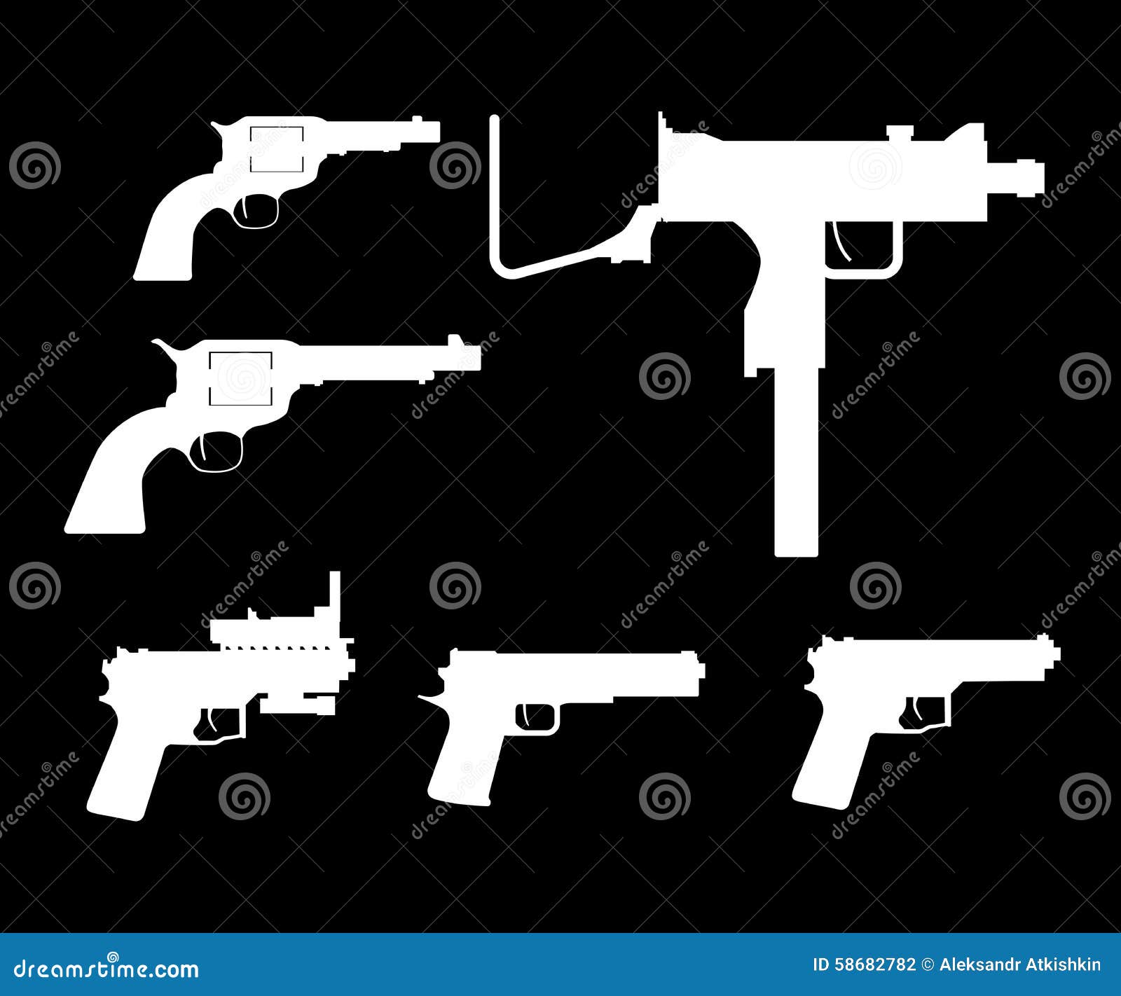 Gun set stock vector. Illustration of battle, crime, military - 58682782
