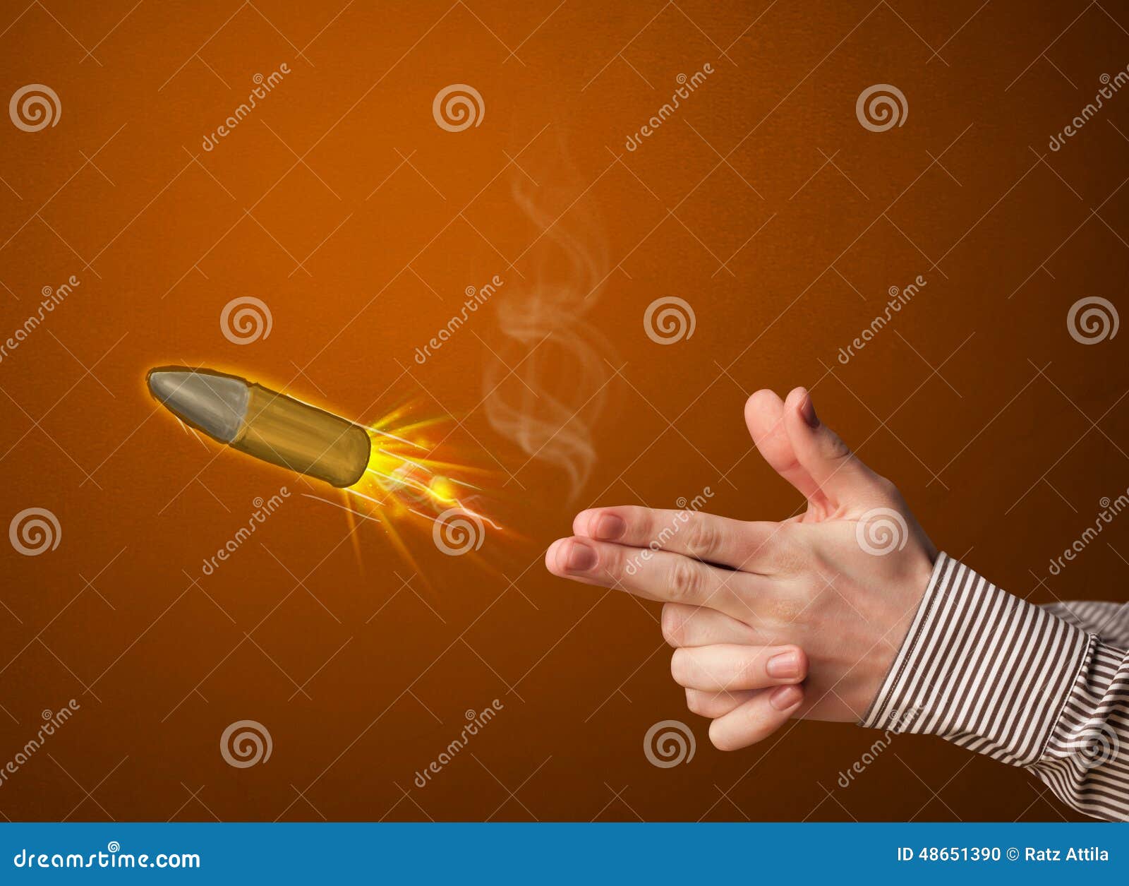 Gun Shaped Male Hand with Bullet Stock Photo - Image of hand, shooting ...