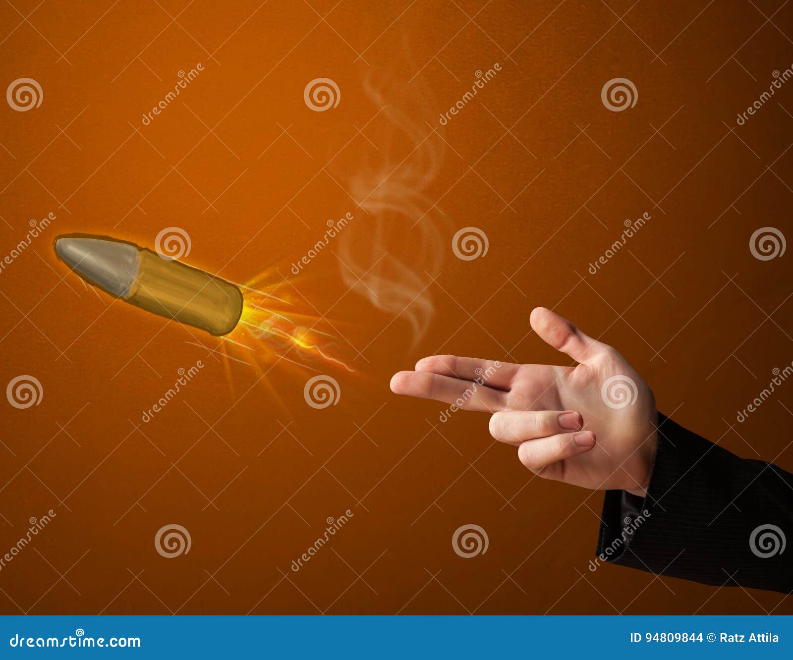 Gun Shaped Male Hand with Bullet Stock Photo - Image of dangerous ...