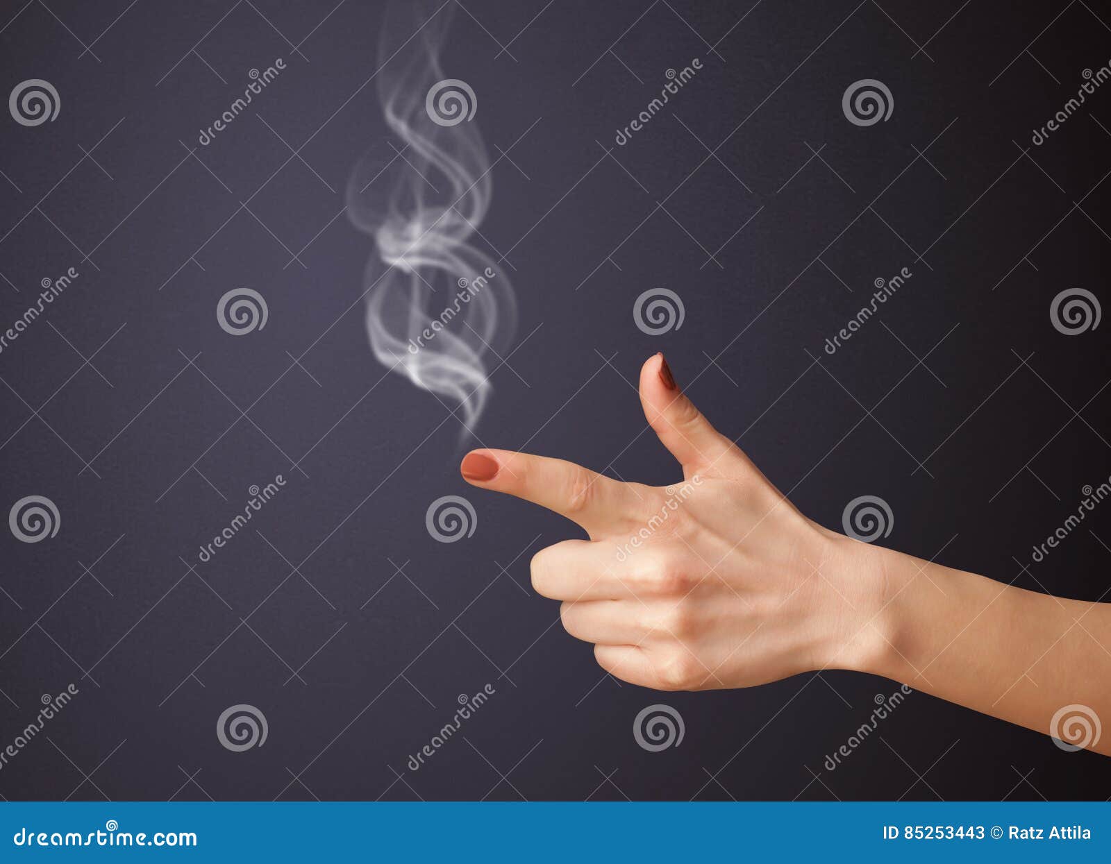 Gun Shaped Woman Hand with Smoke Stock Image - Image of hand, smoke ...