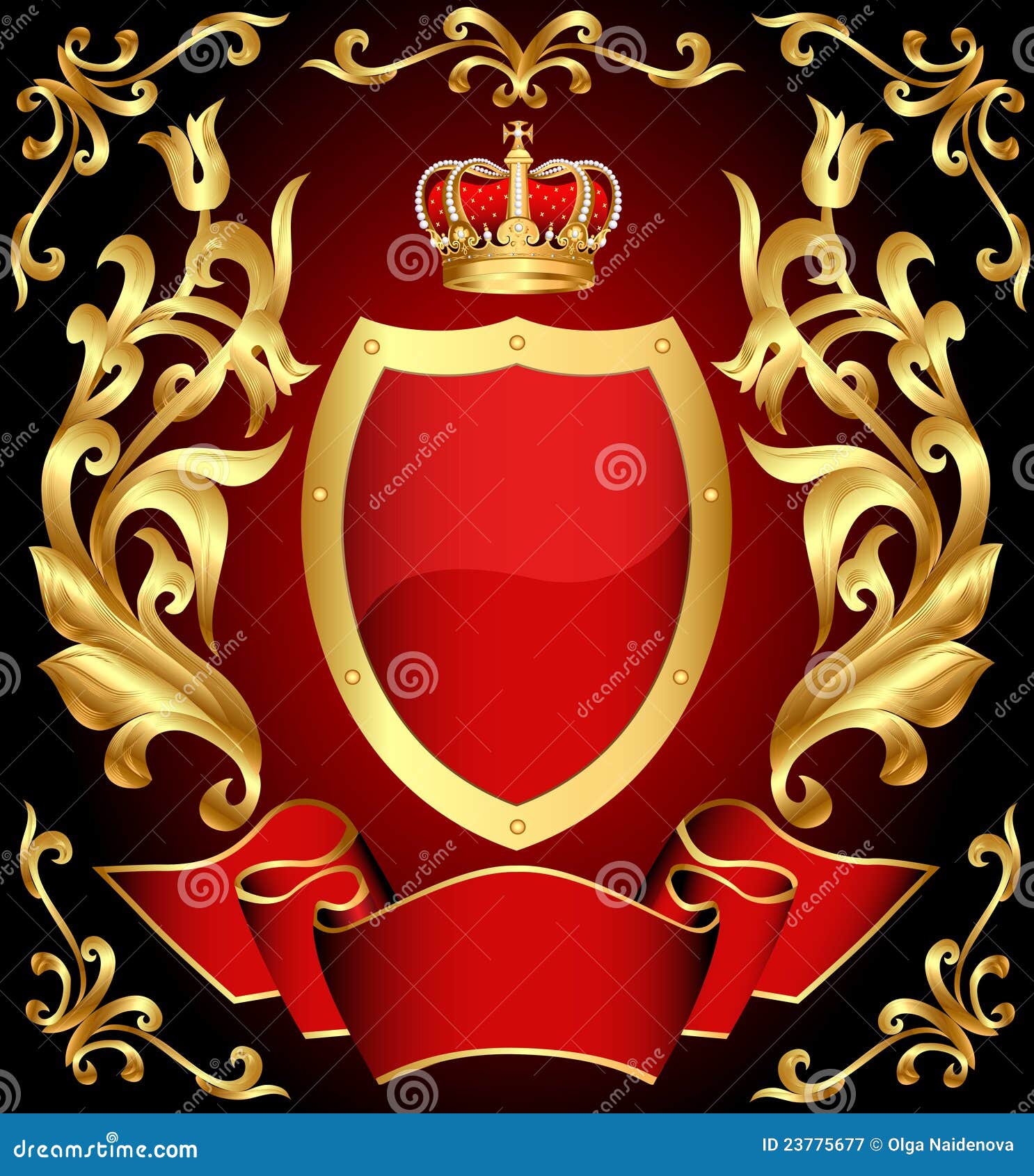 Gun Shield with Crown and Gold Stock Vector - Illustration of award ...