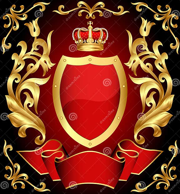 Gun Shield with Crown and Gold Stock Vector - Illustration of award ...
