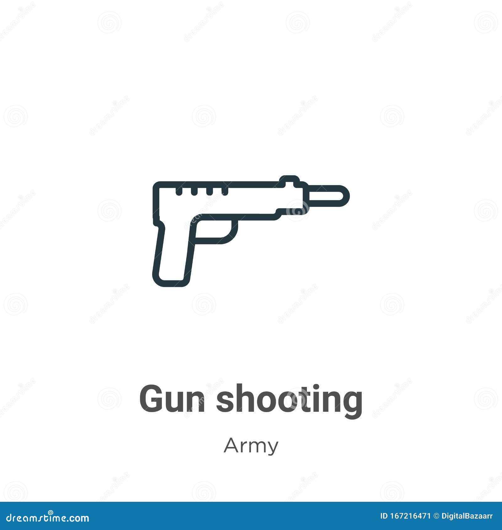 Gun Shooting Outline Vector Icon. Thin Line Black Gun Shooting Icon ...