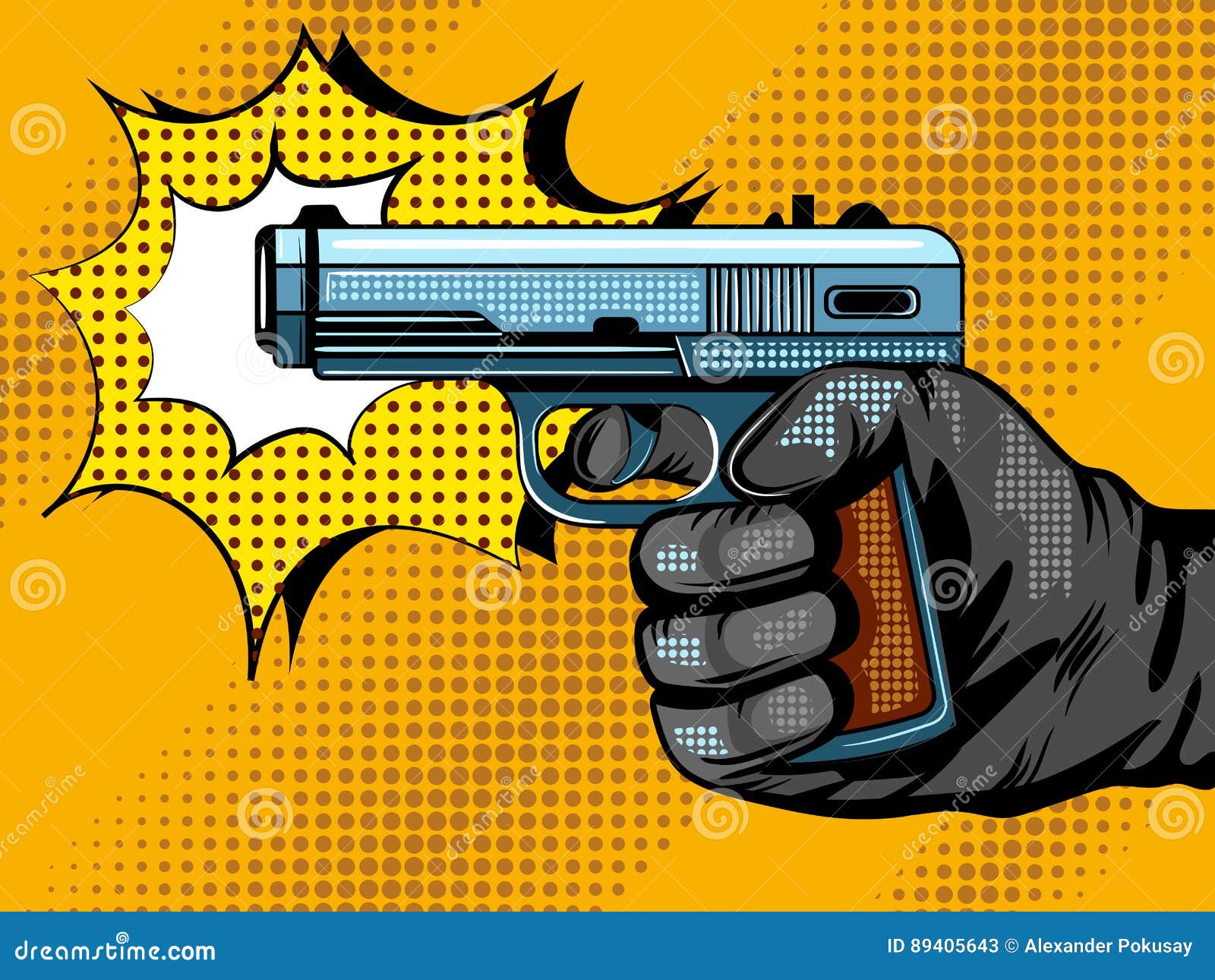 Gun Shooting Pop Art Vector Illustration Stock Vector - Illustration of ...