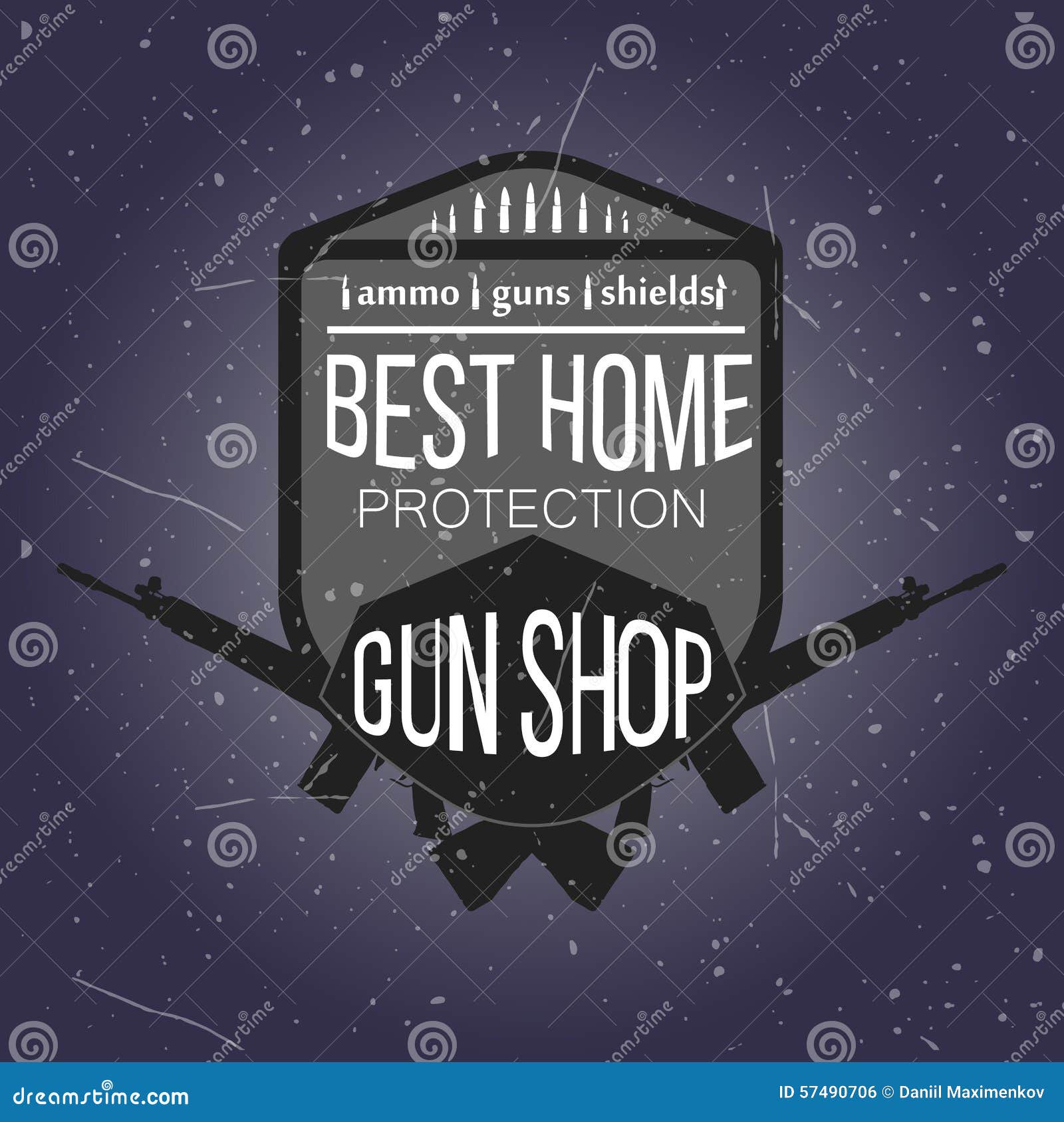 Gun Shop Logotypes and Badges Set Stock Illustration - Illustration of ...