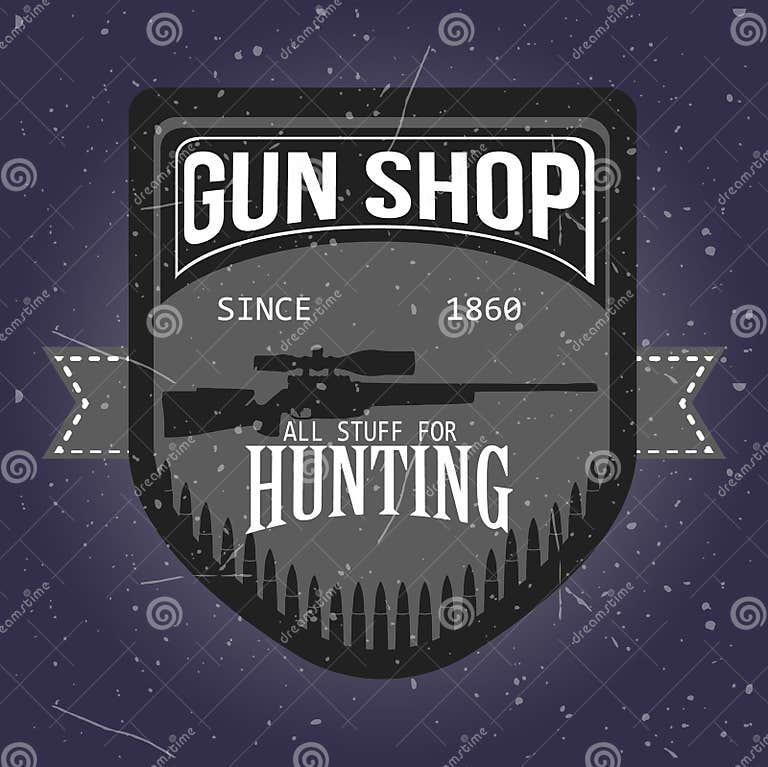 Gun Shop Logotypes and Badges Vector Set Stock Vector - Illustration of ...