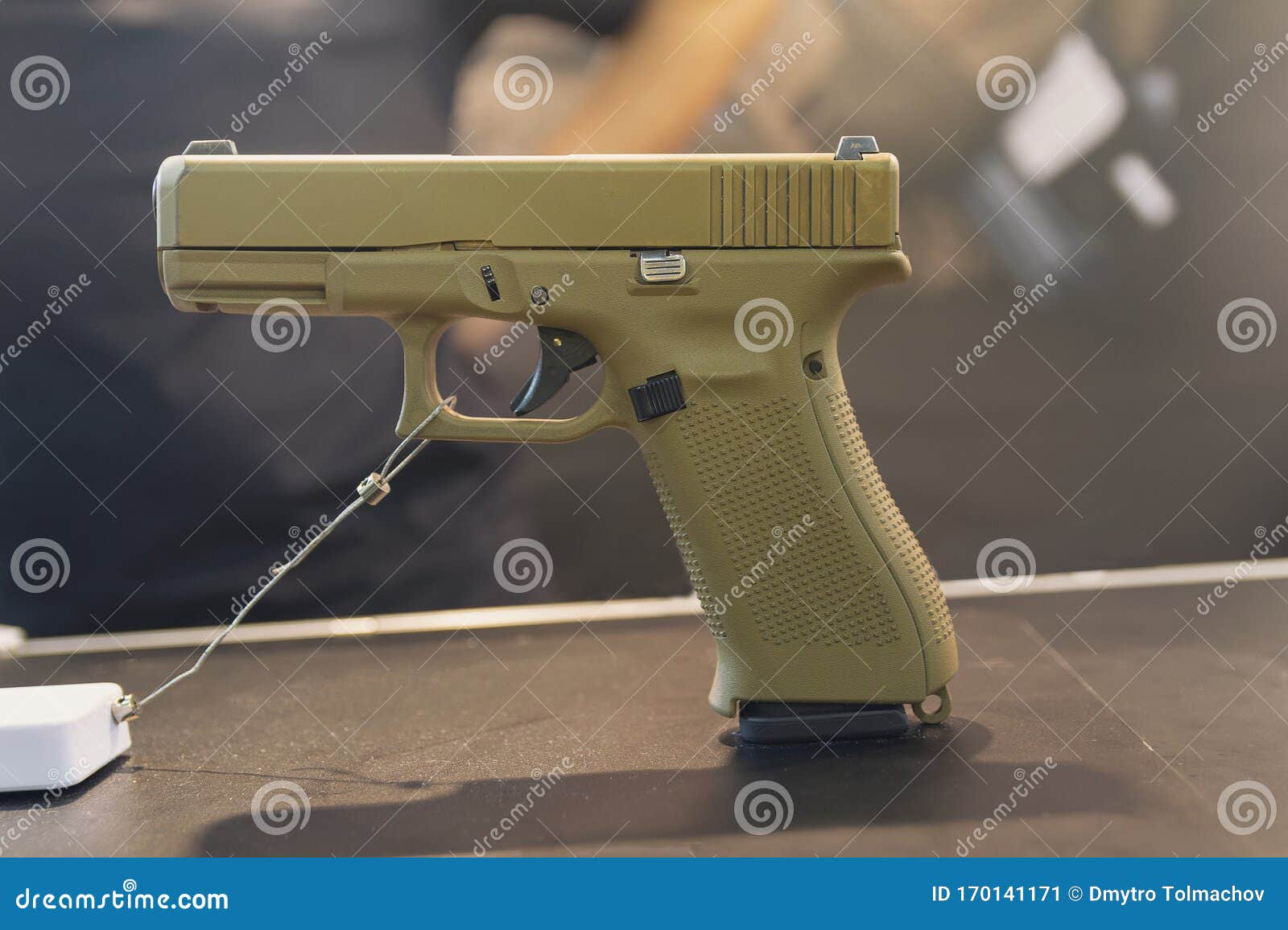 Gun on a showcase close up stock image. Image of dangerous - 170141171