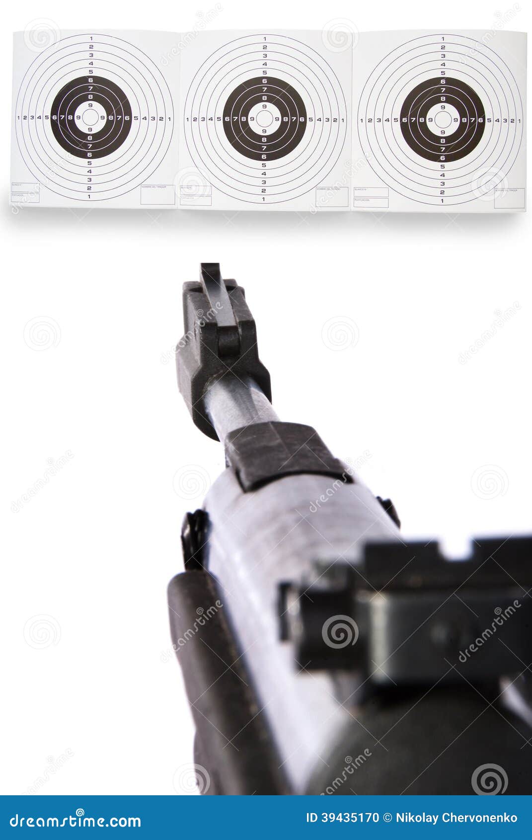 Gun sight on targets stock photo. Image of isolated, defense - 39435170
