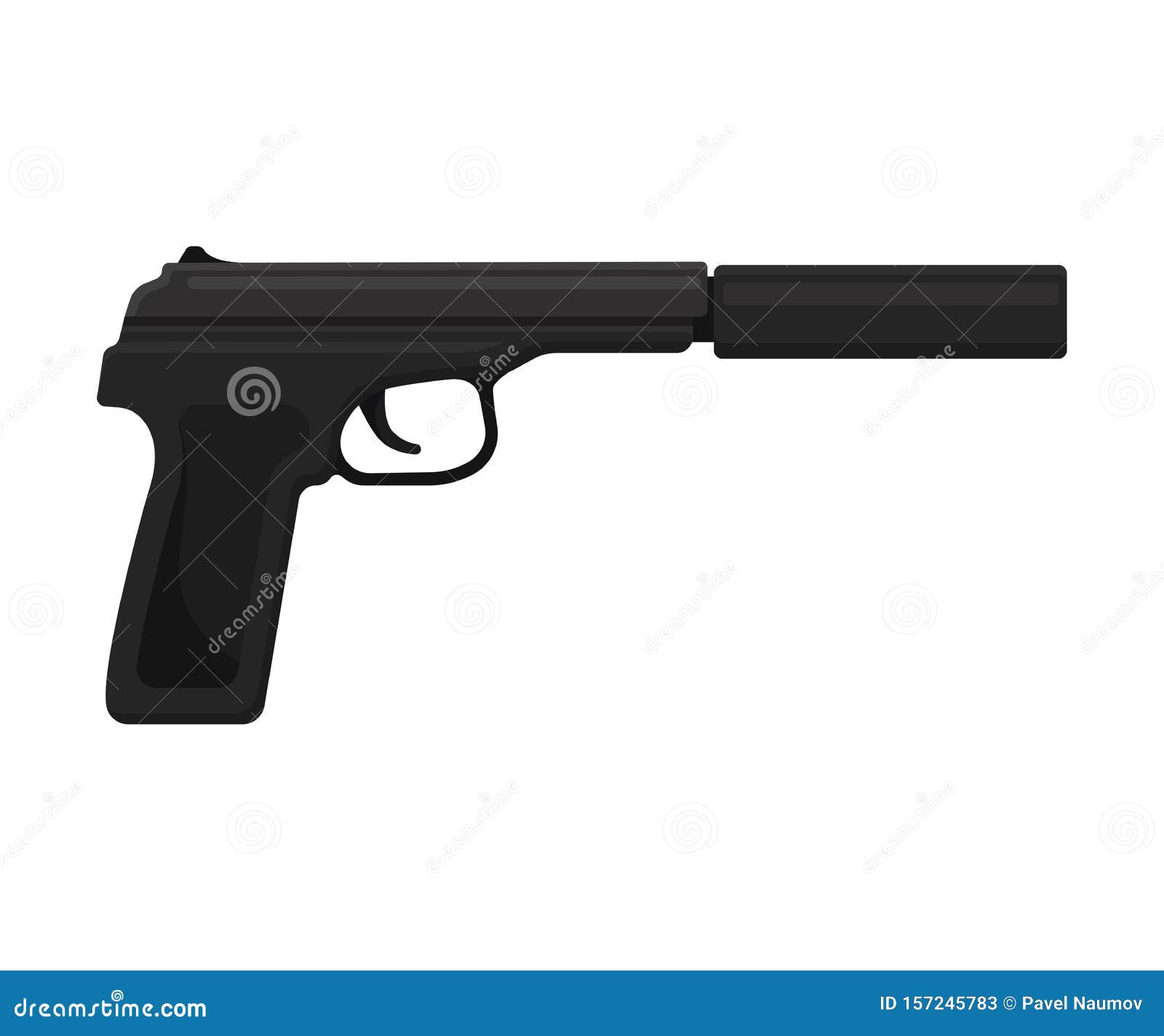 Gun With A Silencer. Vector Illustration On A White Background ...