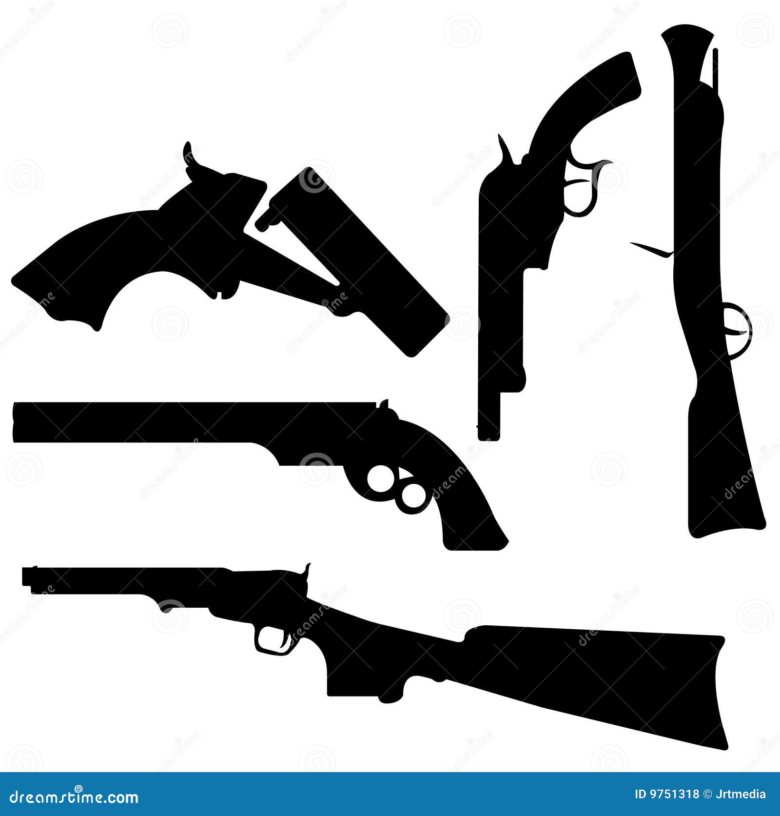 Gun Silhouettes stock vector. Illustration of clip, computer - 9751318