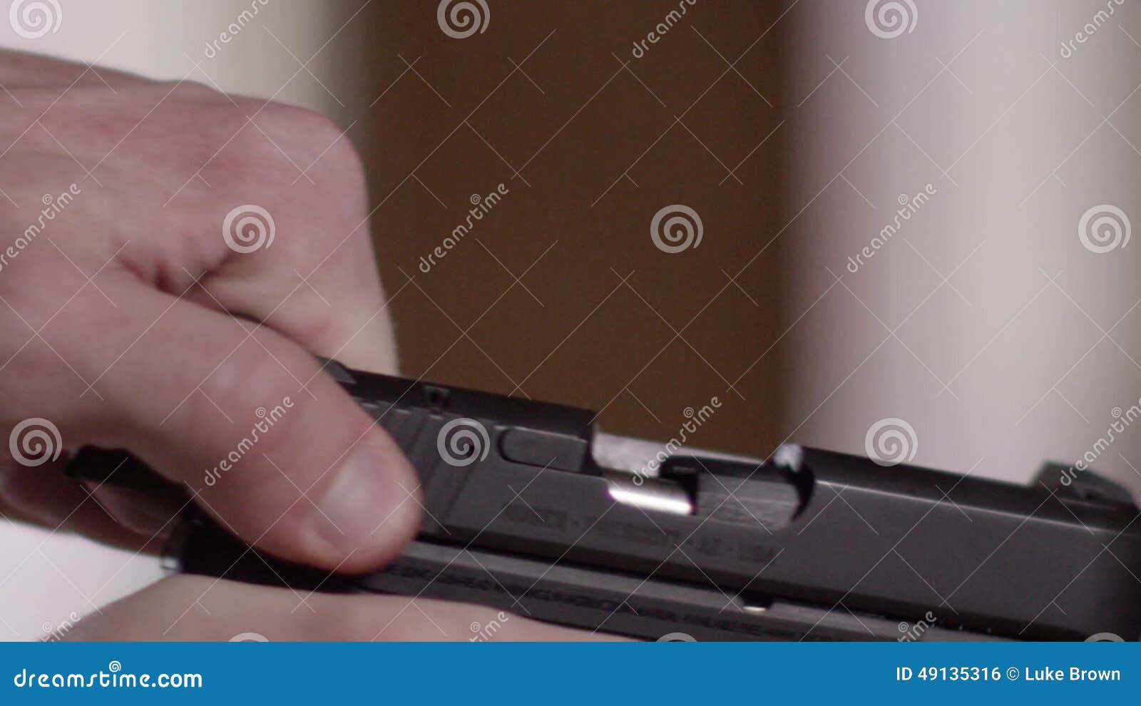 Gun slide racking stock footage. Video of magazine, auto - 49135316