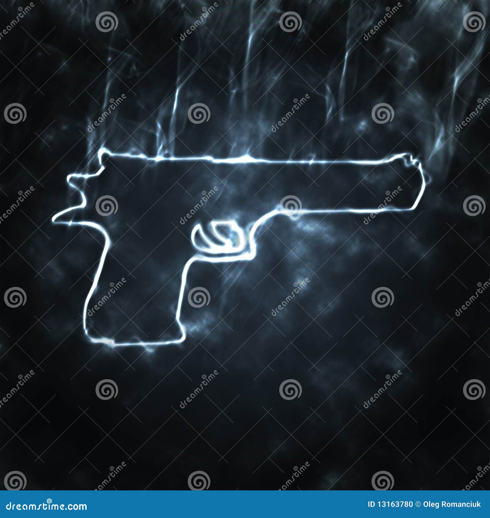 Gun in the smoke stock illustration. Illustration of design - 13163780