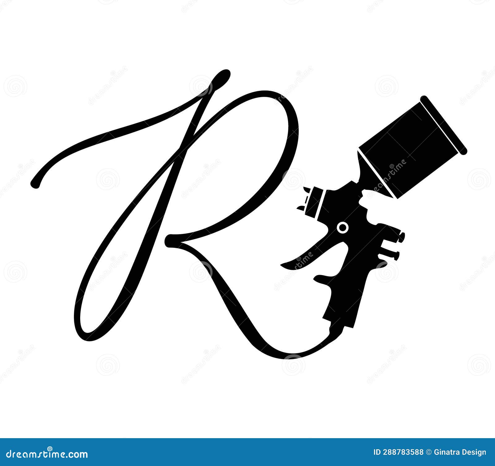 Gun Spray Paint Monogram Logo Initial Letter R Stock Vector ...