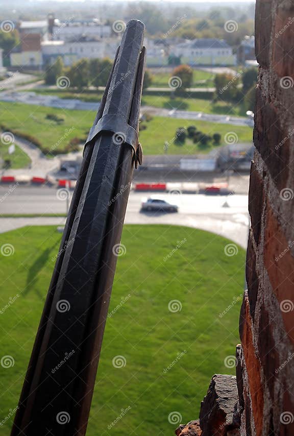 A Gun Sticking Out of the Window. Stock Photo - Image of wall, kolomna ...