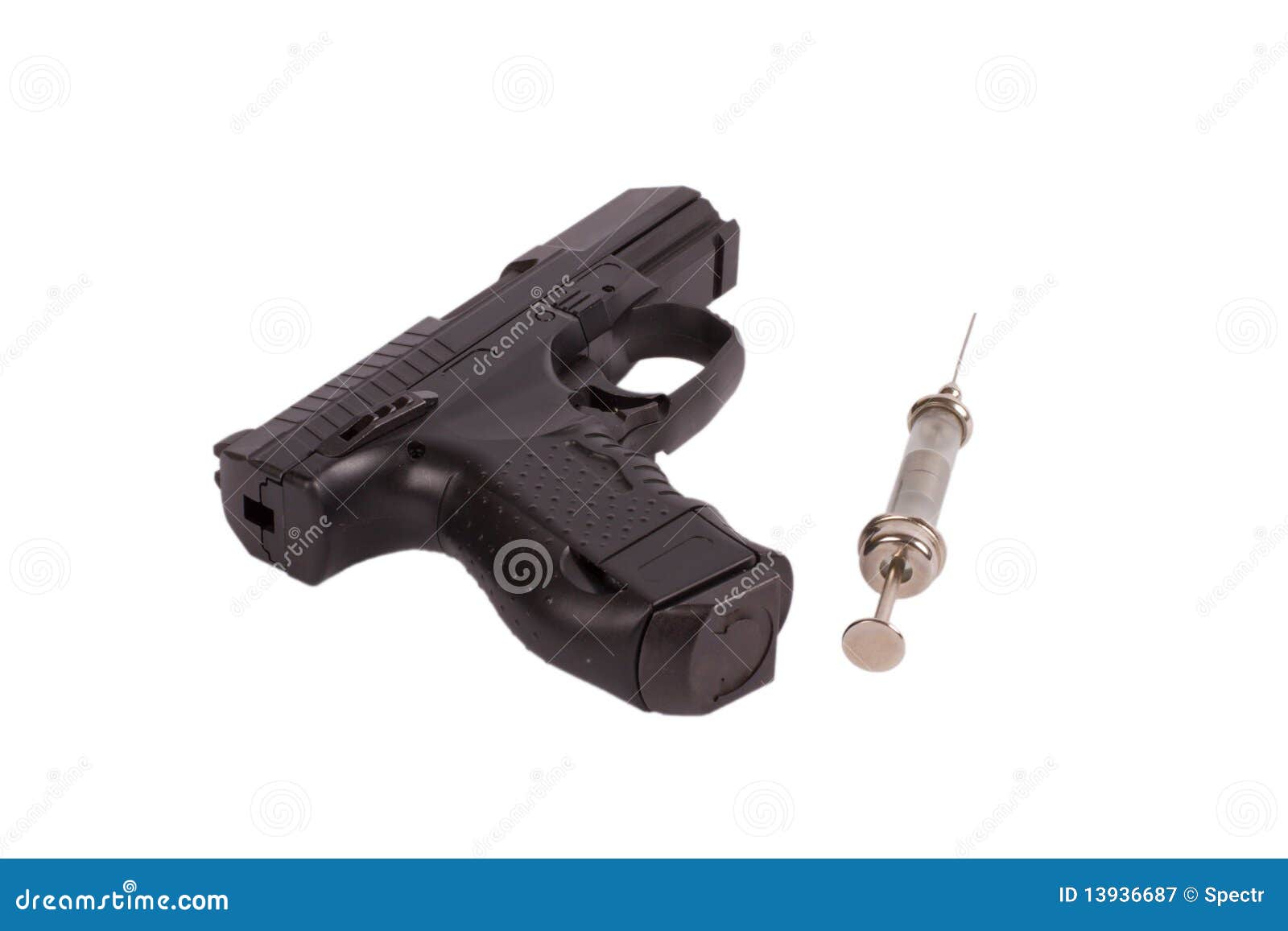 Gun and syringe stock image. Image of narcotic, guns - 13936687