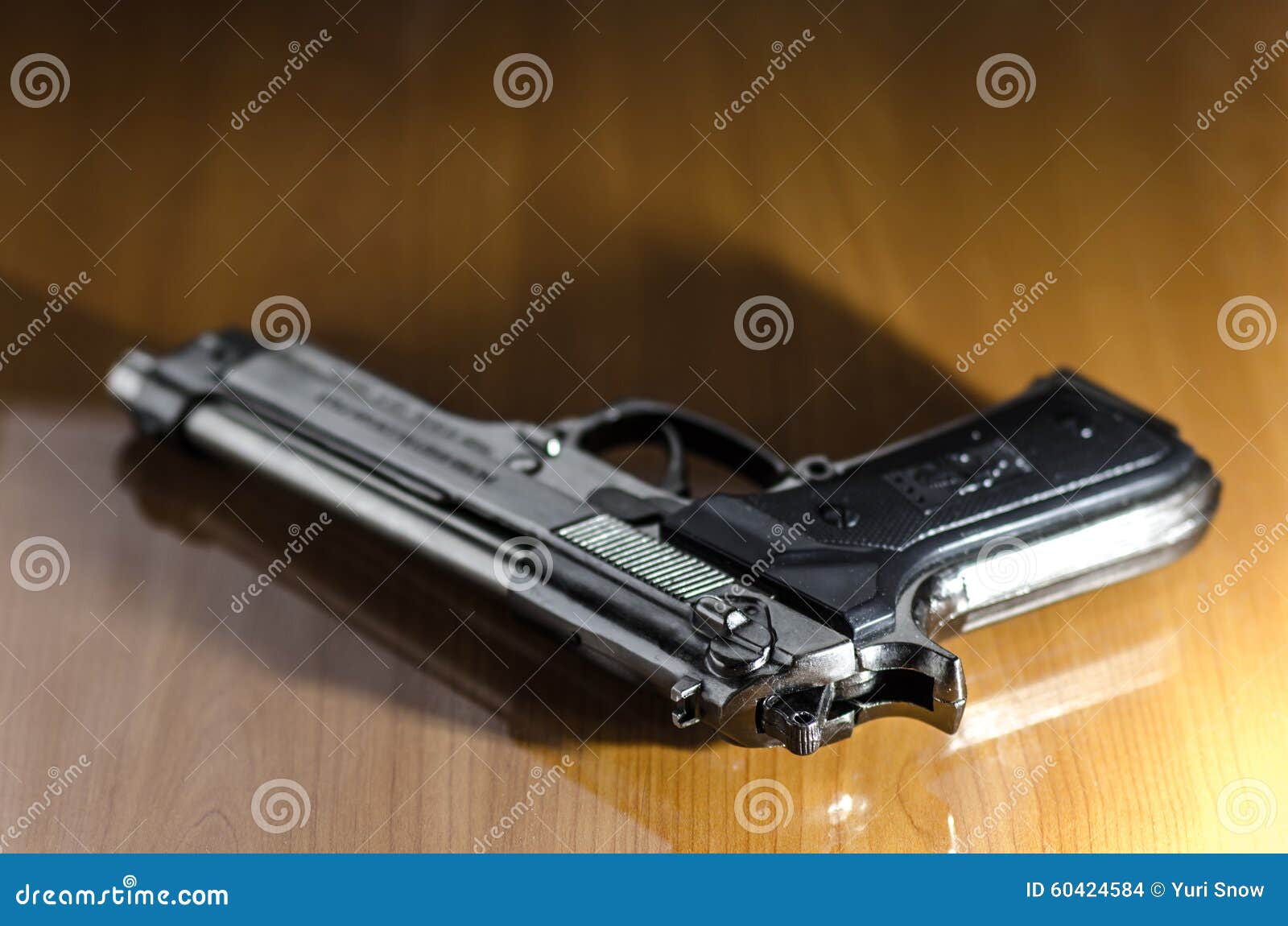 Gun on the table stock photo. Image of metal, military - 60424584