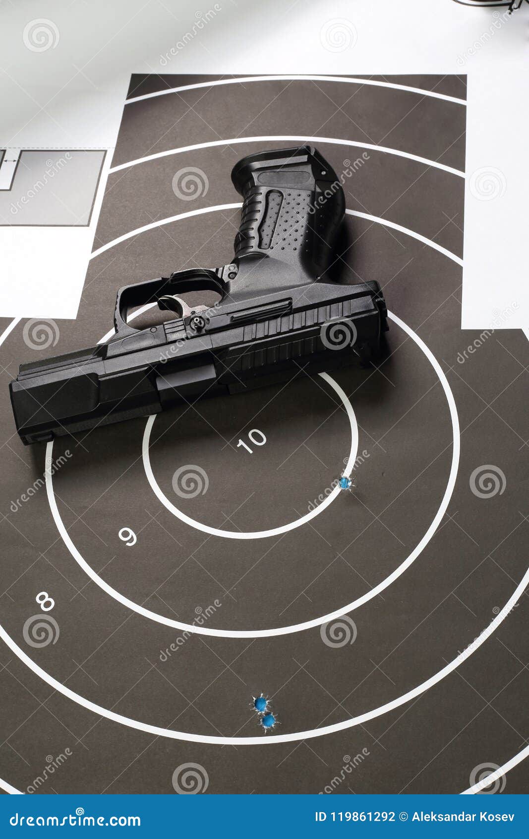 Gun on target stock photo. Image of equipment, shoot - 119861292