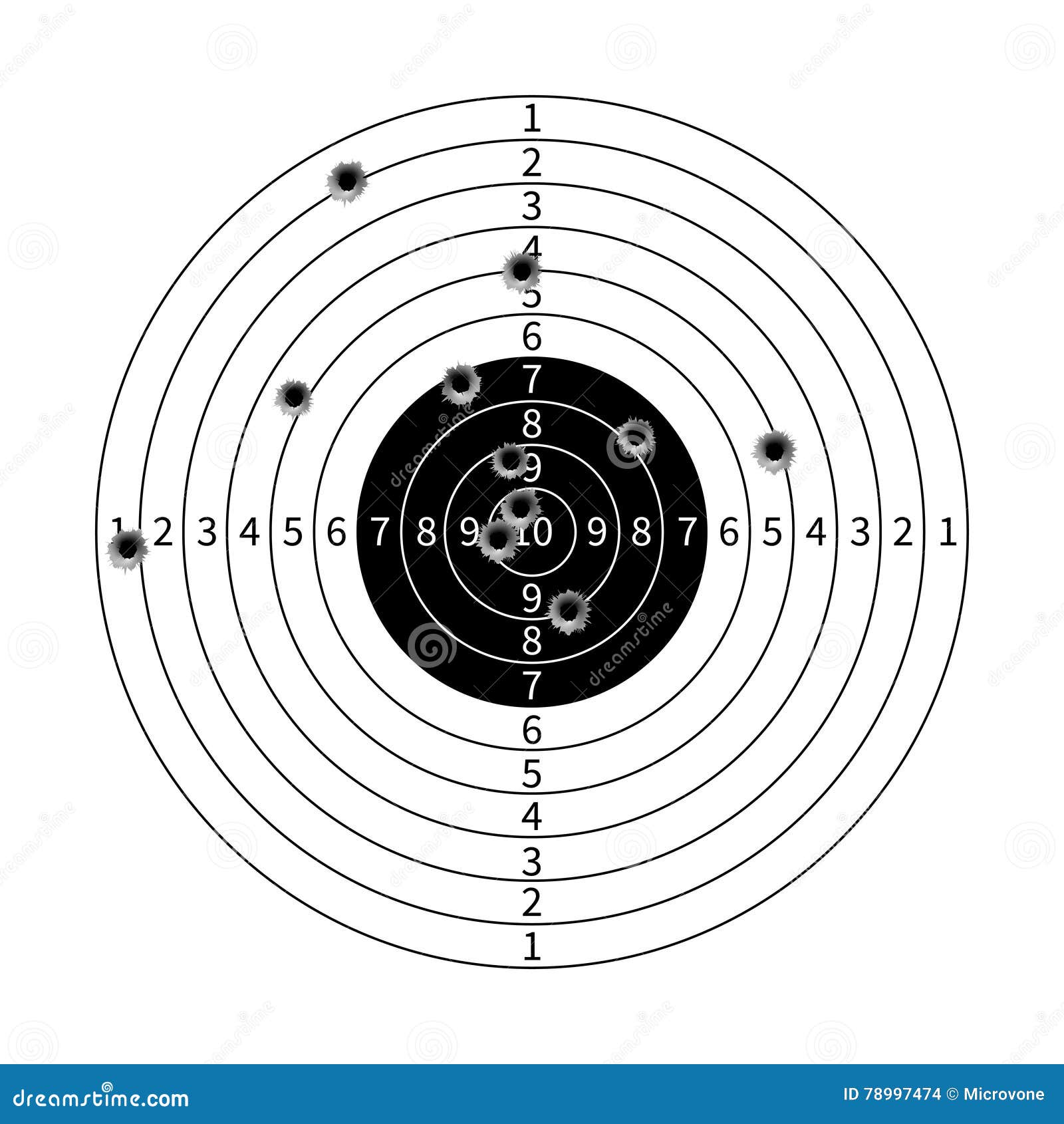 Gun Target with Bullet Holes Vector Illustration Stock Vector ...
