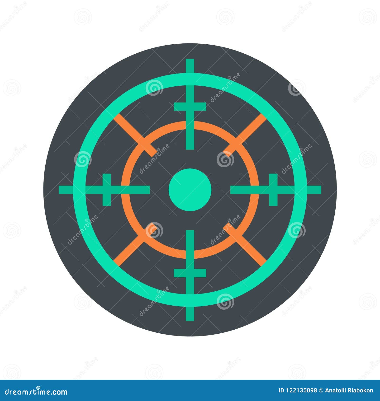 Gun Target Icon, Flat Style Stock Vector - Illustration of isolated ...