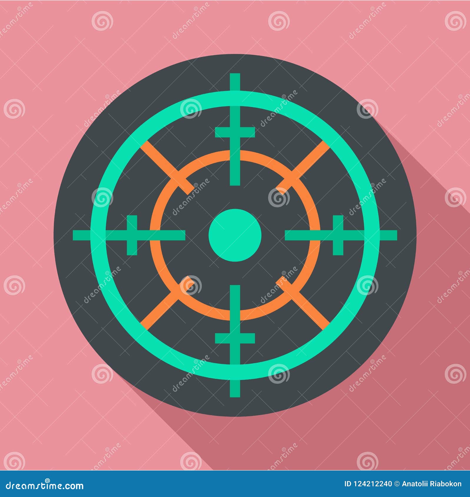 Gun Target Icon, Flat Style Stock Illustration - Illustration of dart ...