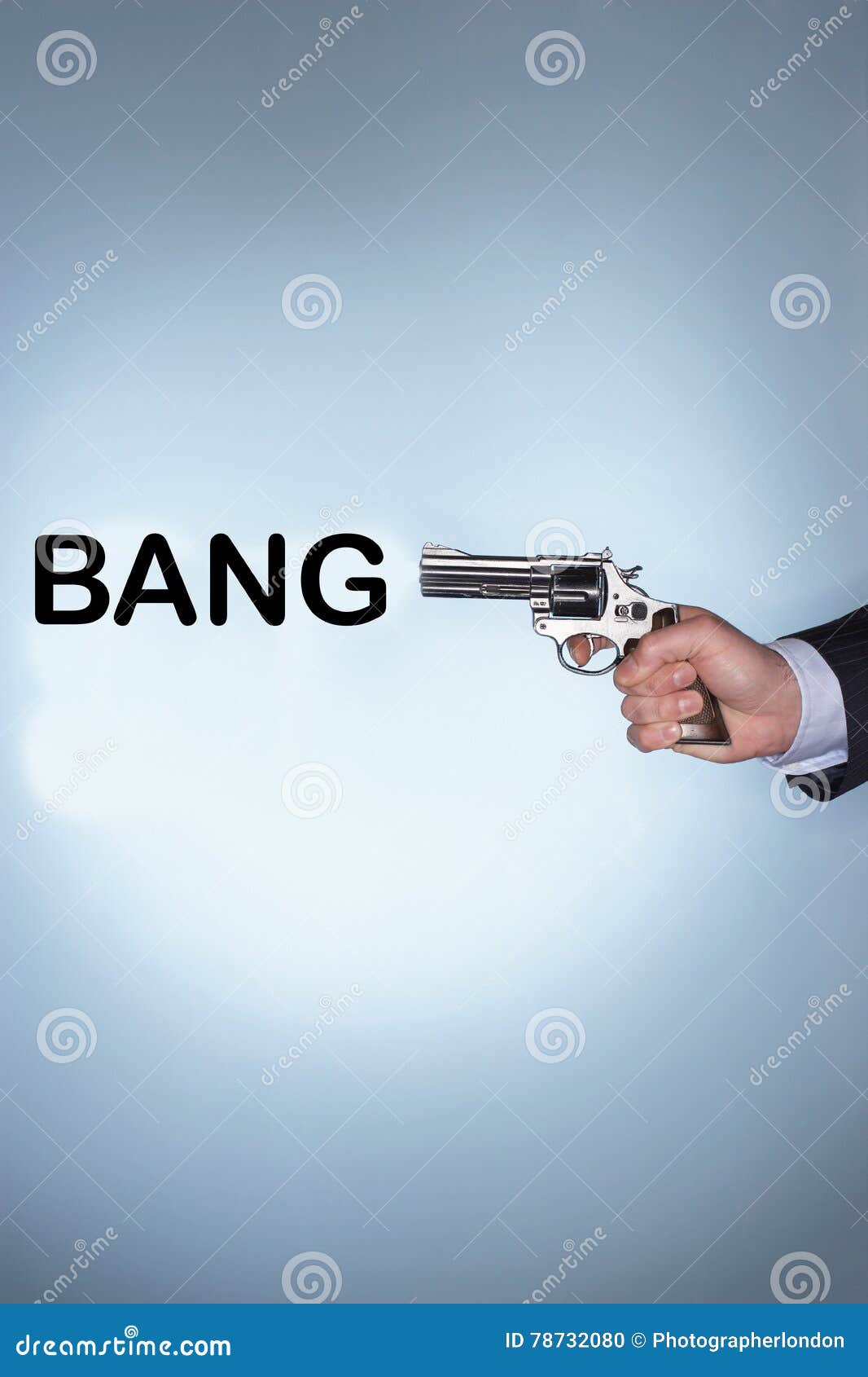 Gun with the Text Saying Bang Stock Photo - Image of weapon, pistol ...