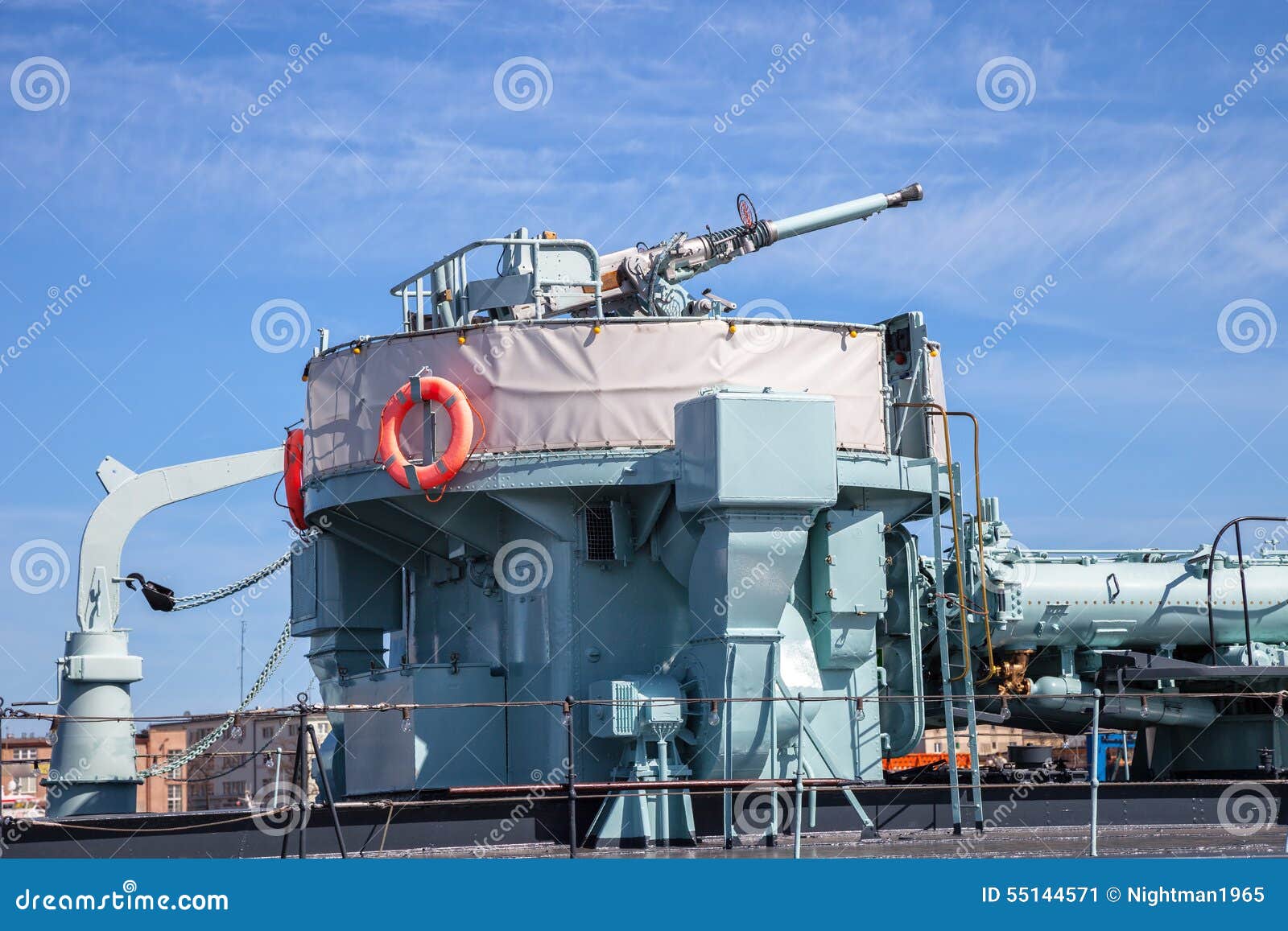Gun of an warship stock image. Image of boat, crew, force - 55144571