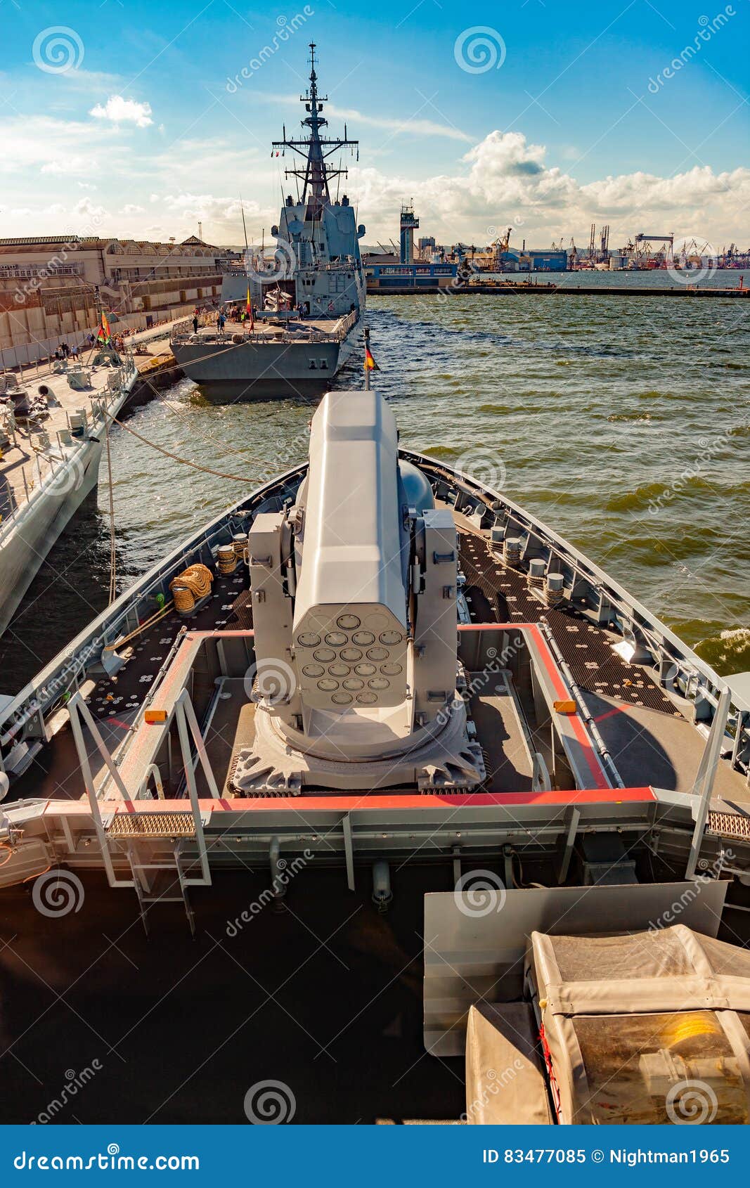 Gun of an warship stock image. Image of port, ordnance - 83477085