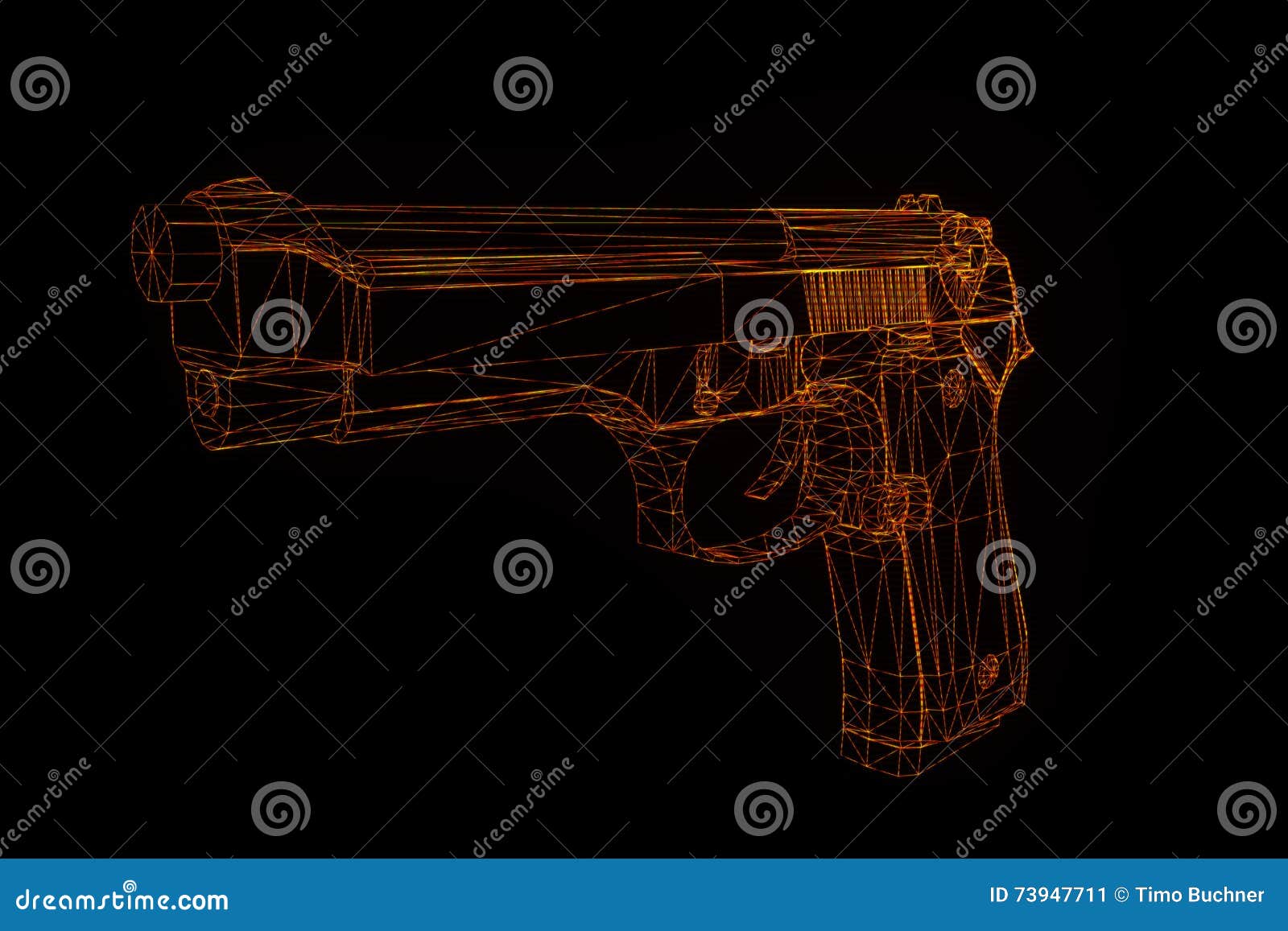 Gun Weapon Hologram Wireframe in Motion. Nice 3D Rendering Stock ...