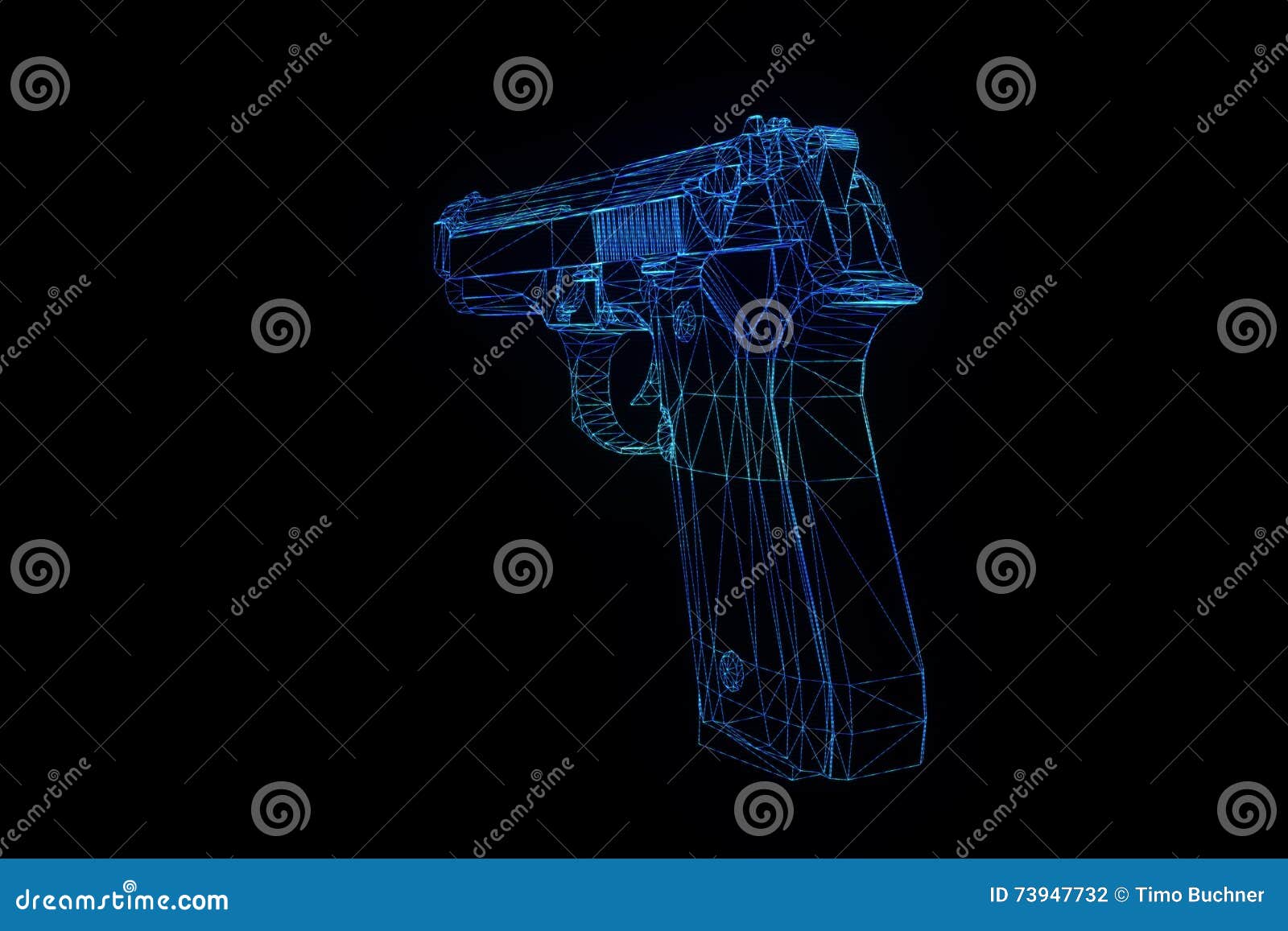 Gun Weapon Hologram Wireframe in Motion. Nice 3D Rendering Stock ...