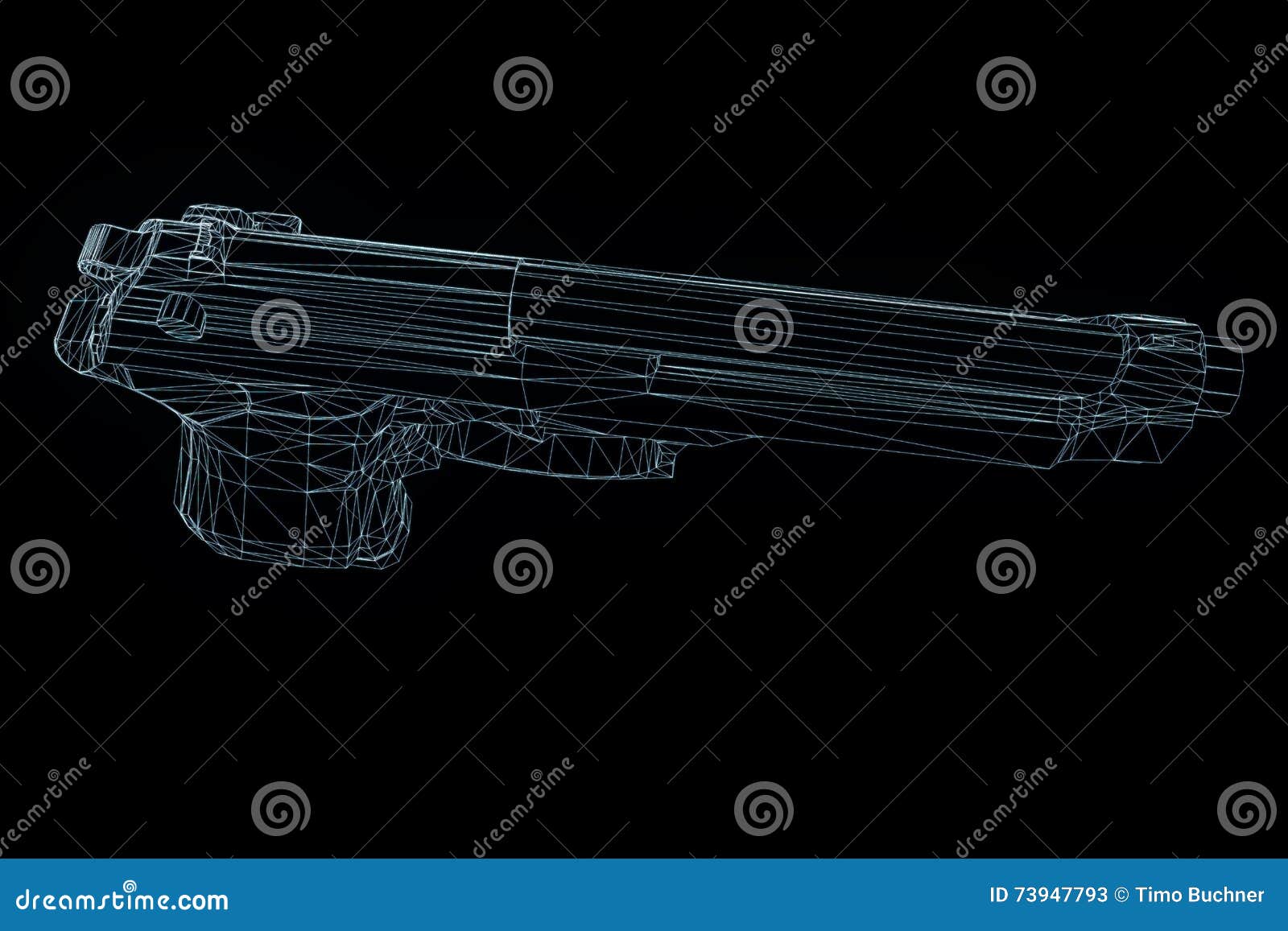 Gun Weapon Hologram Wireframe in Motion. Nice 3D Rendering Stock ...