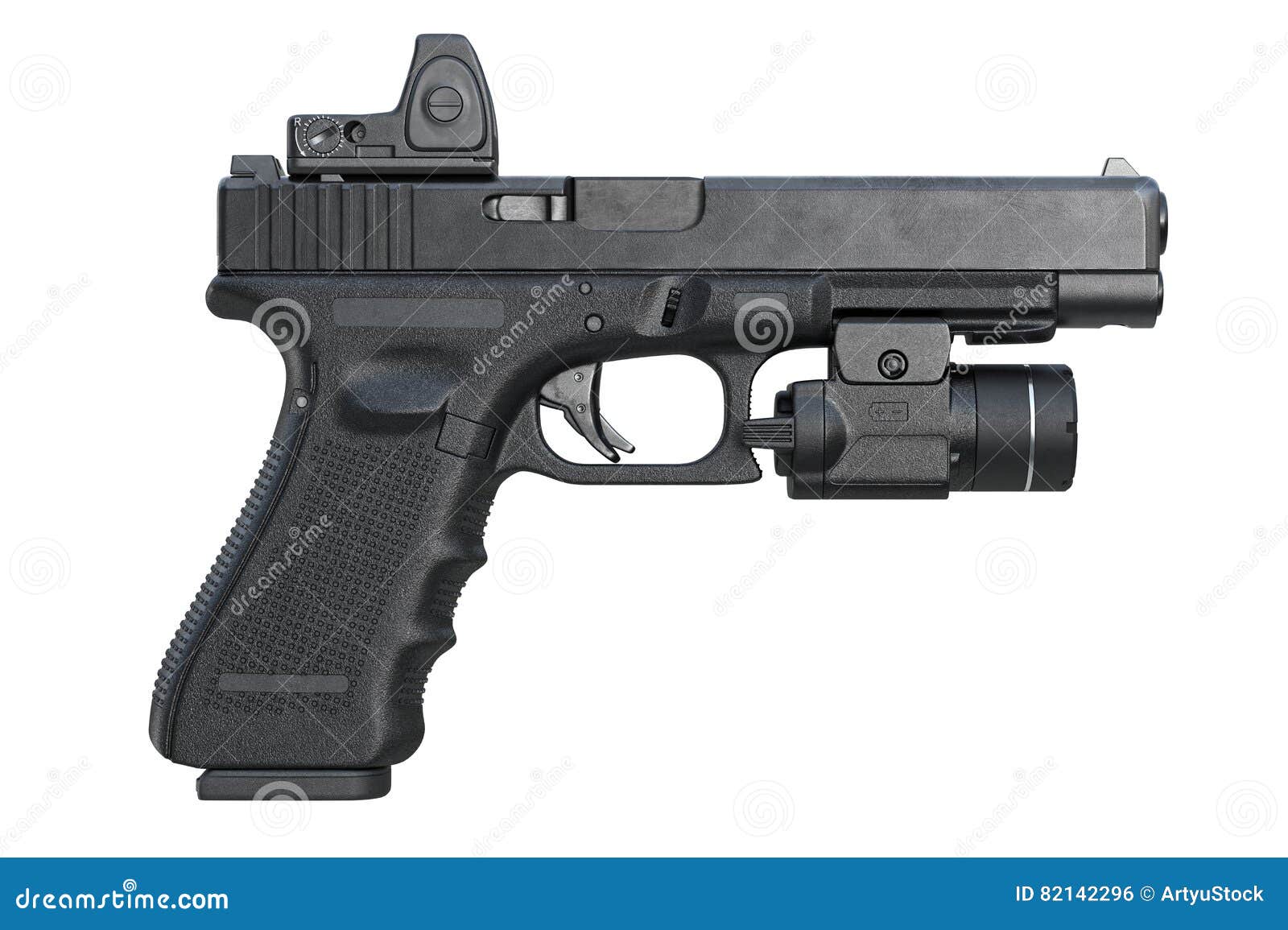 Gun Weapon Military, Side View Stock Illustration - Illustration of ...