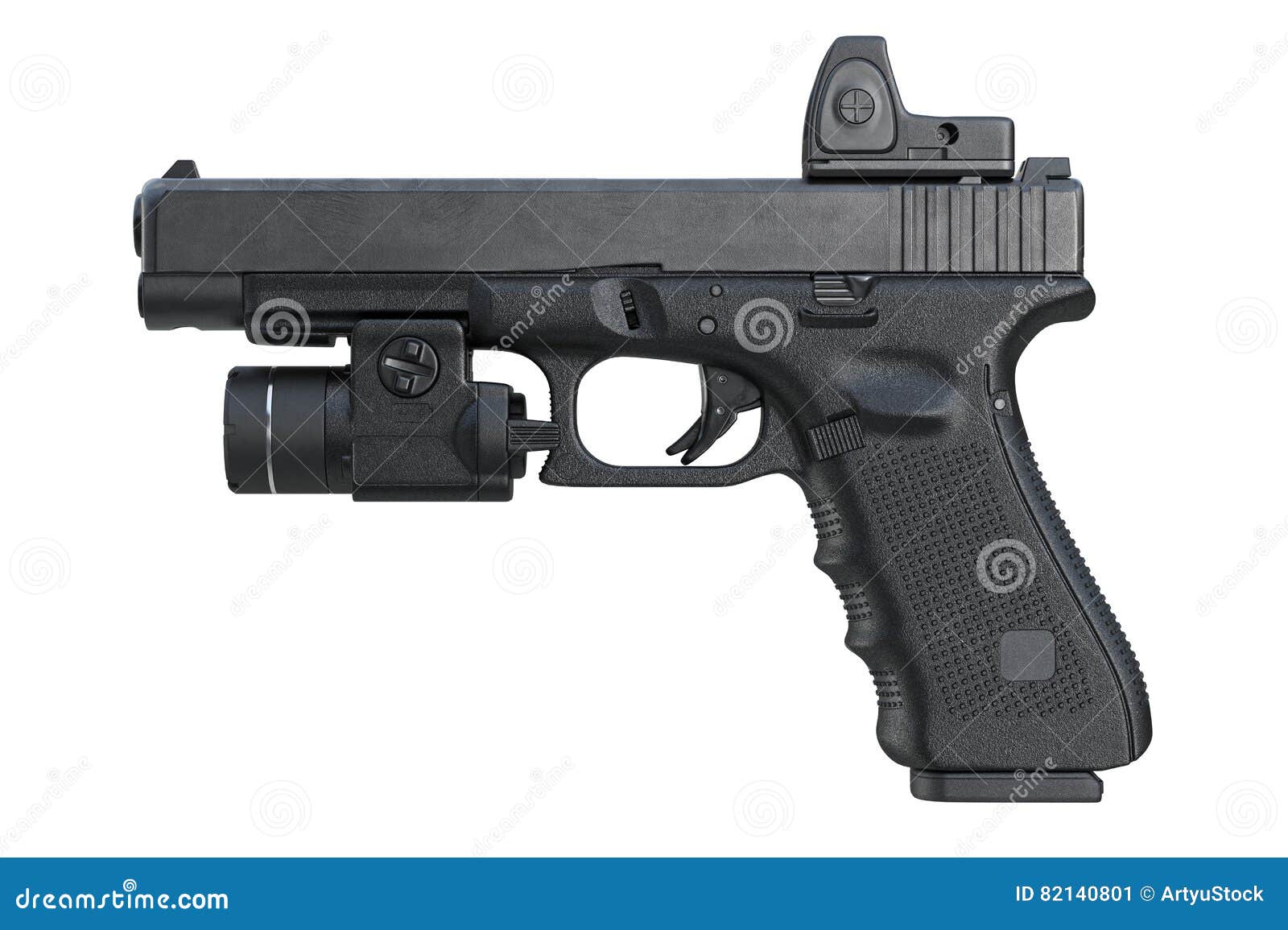 Gun Weapon Pistol, Side View Stock Illustration - Illustration of ...