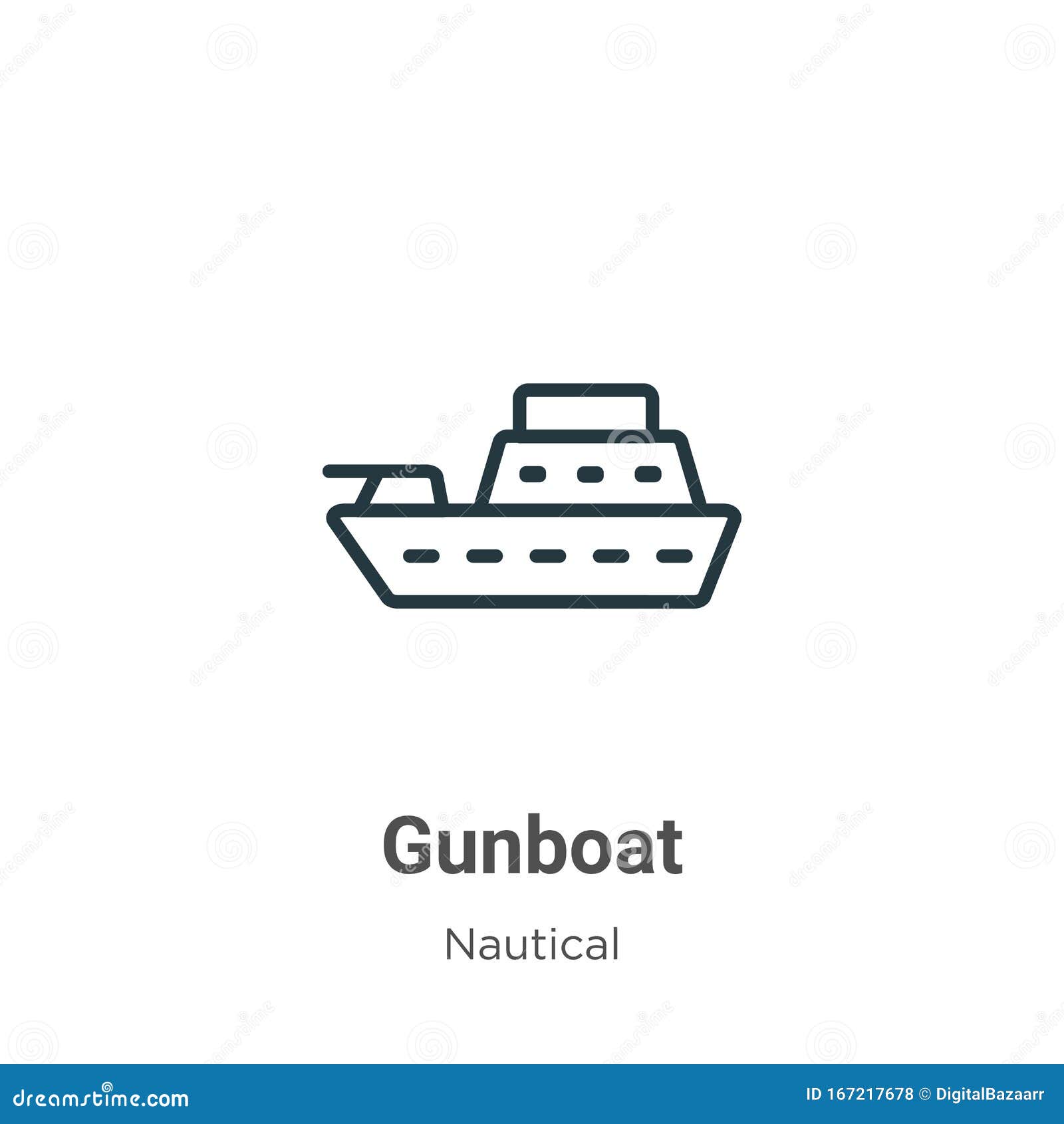Outline Gunboat Vector Icon. Isolated Black Simple Line Element ...
