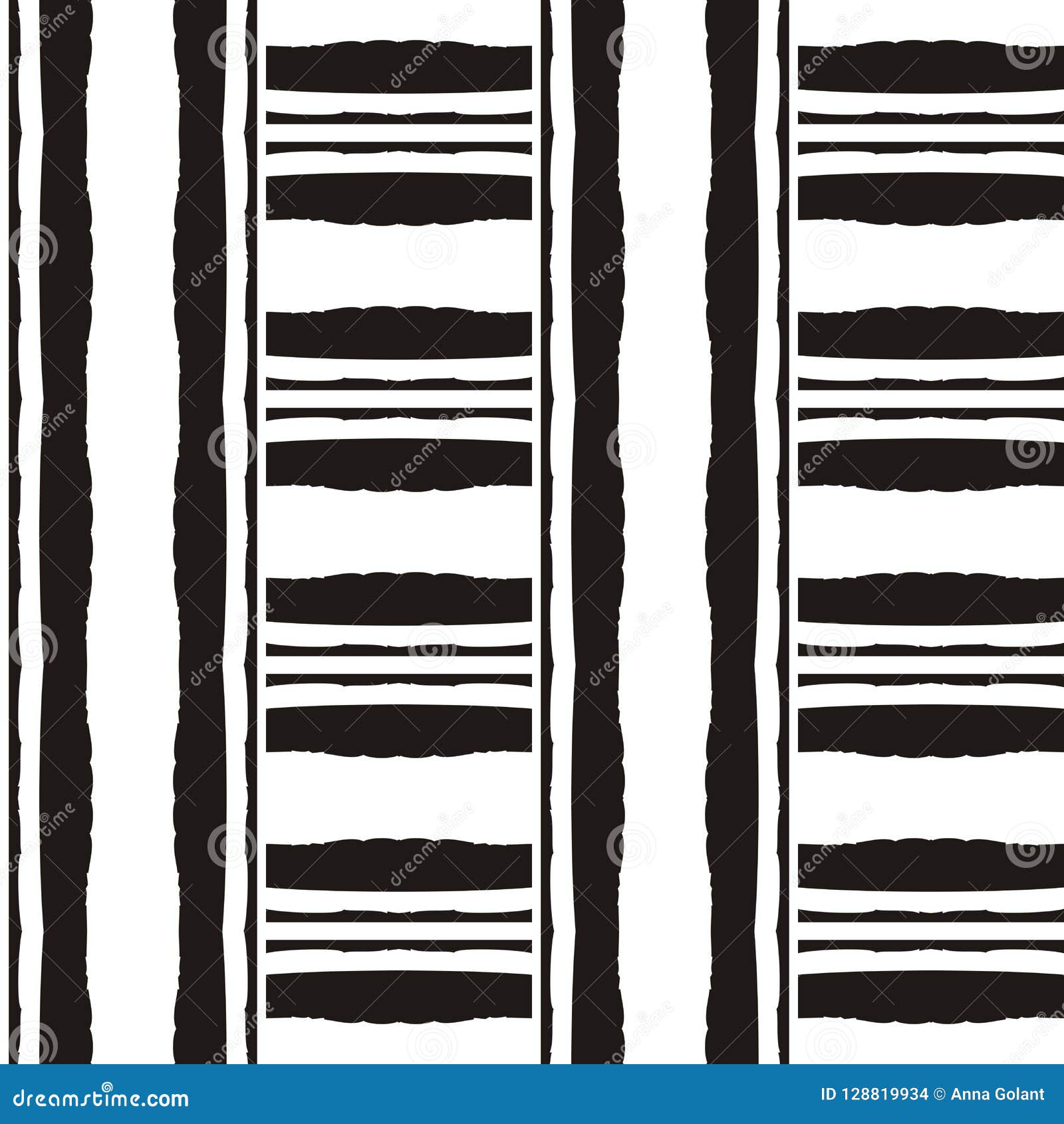 Gunge Lines, Seamless Pattern. Uneven Black Strokes, Brush Marks ...