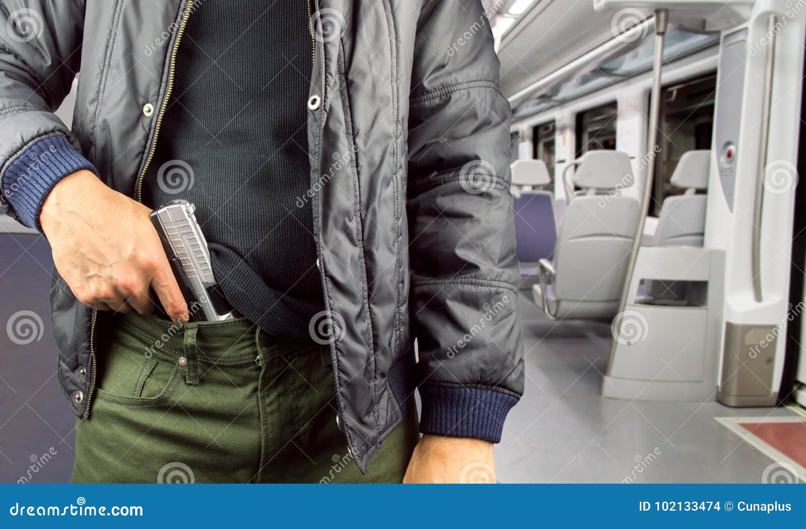 Gunman in the train stock photo. Image of aggression - 102133474