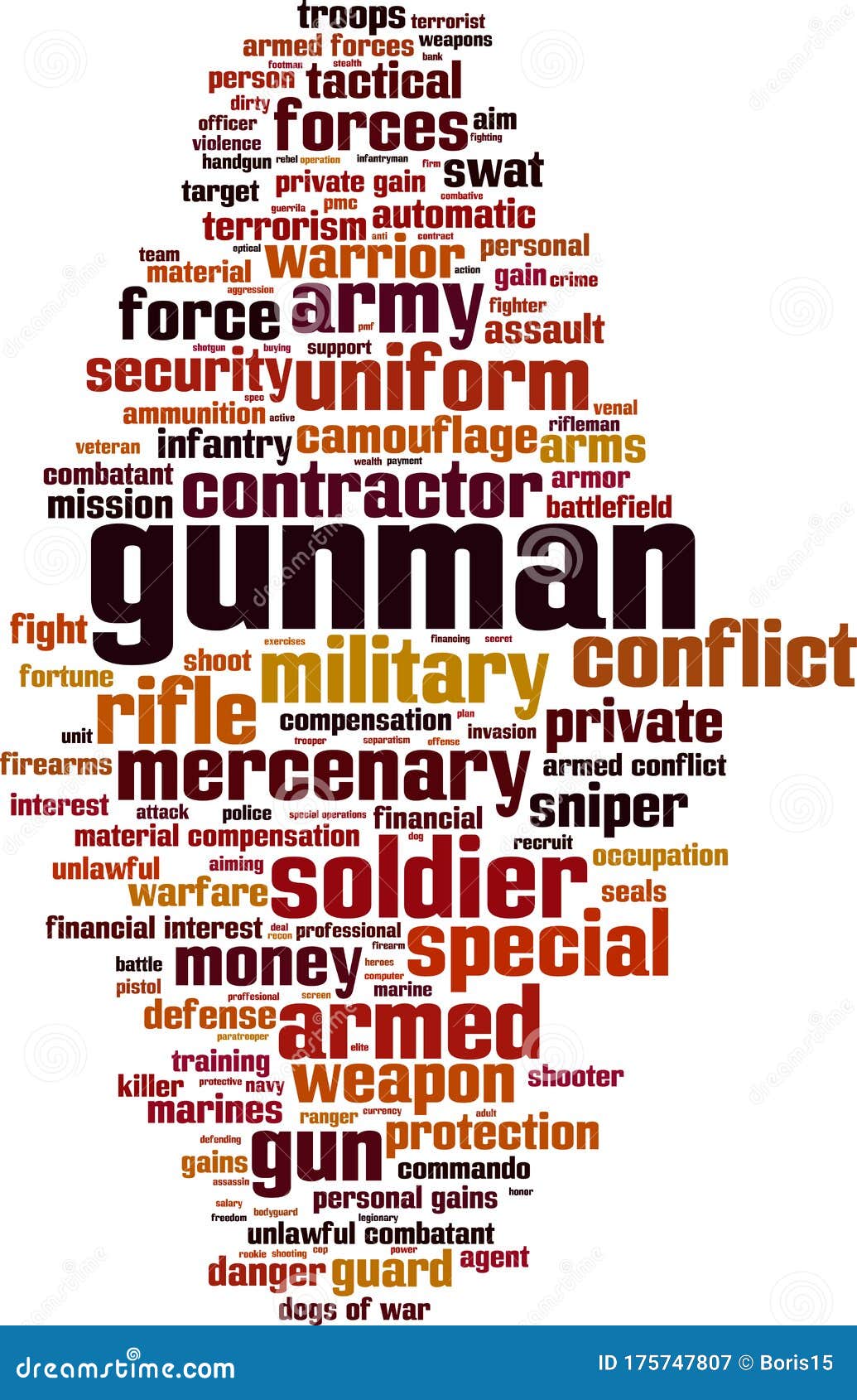 Gunman word cloud stock vector. Illustration of military - 175747807