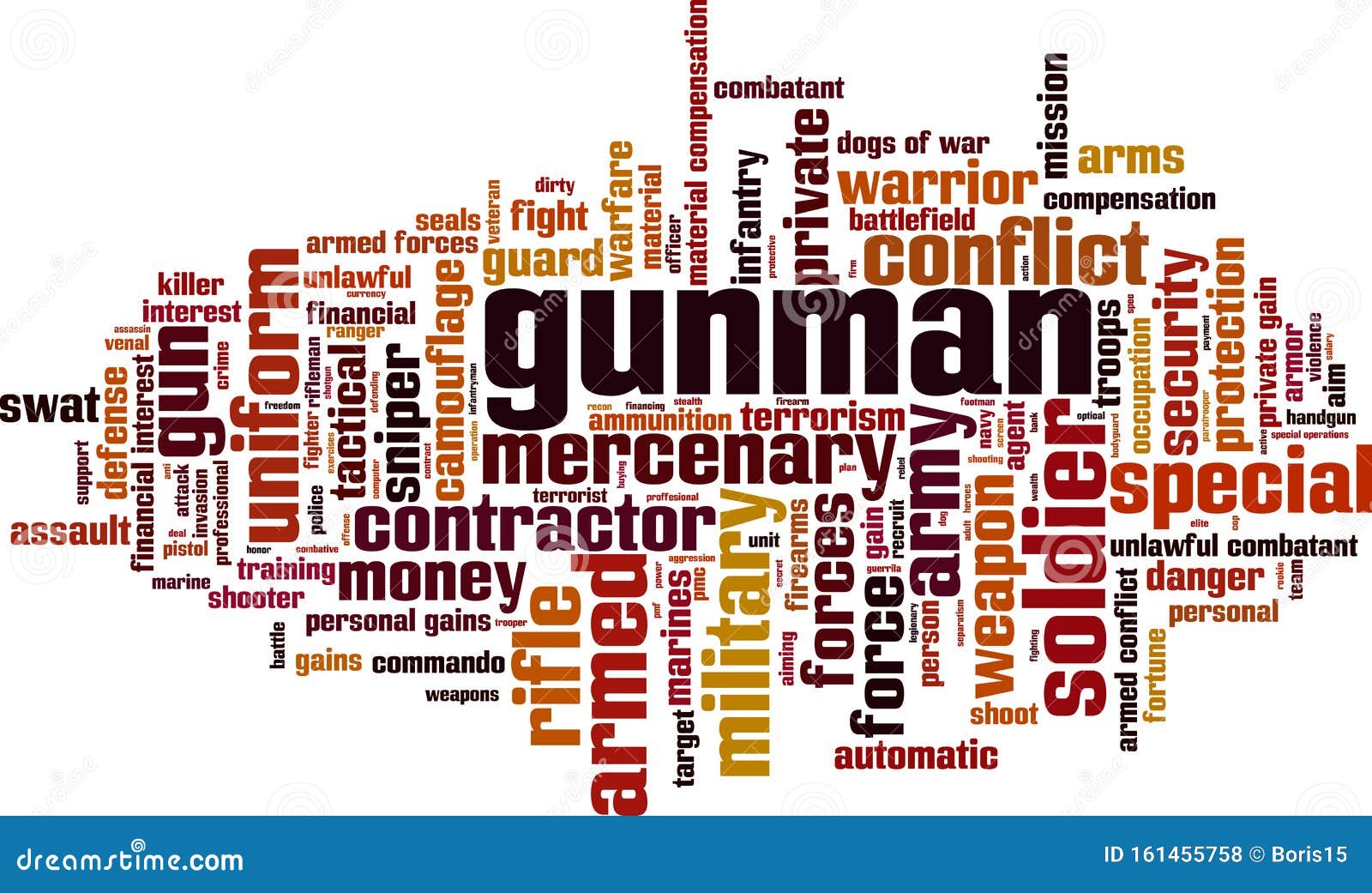 Gunman word cloud stock vector. Illustration of armed - 161455758