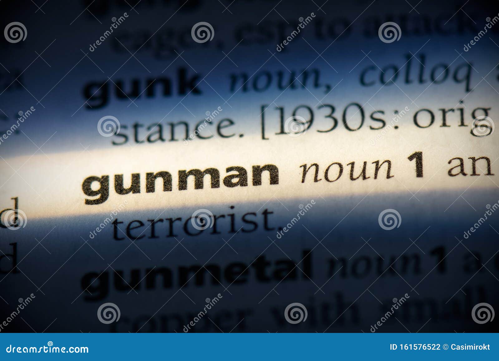 Gunman stock photo. Image of etymology, highlight, english - 161576522