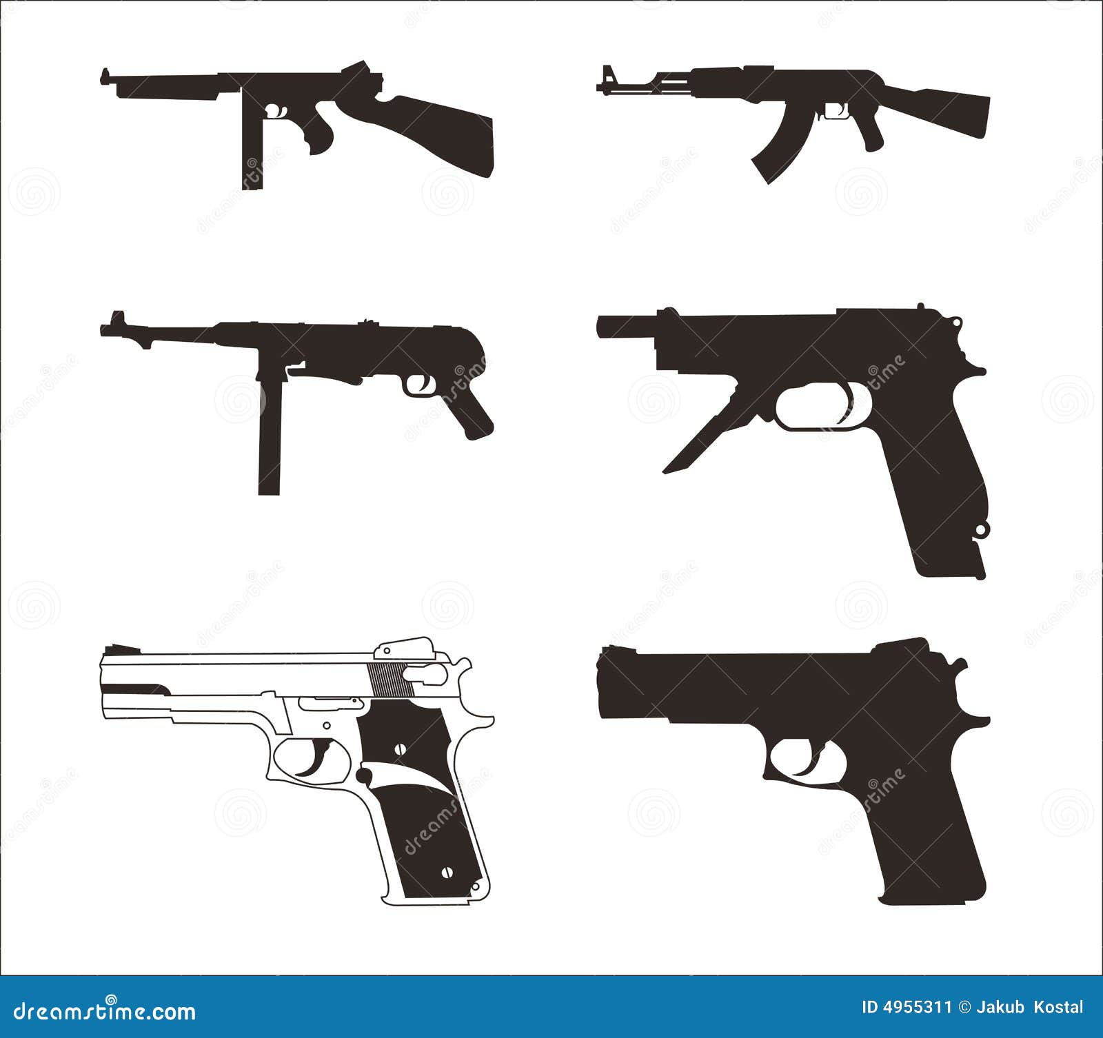 Guns stock vector. Illustration of dangerous, danger, caliber - 4955311