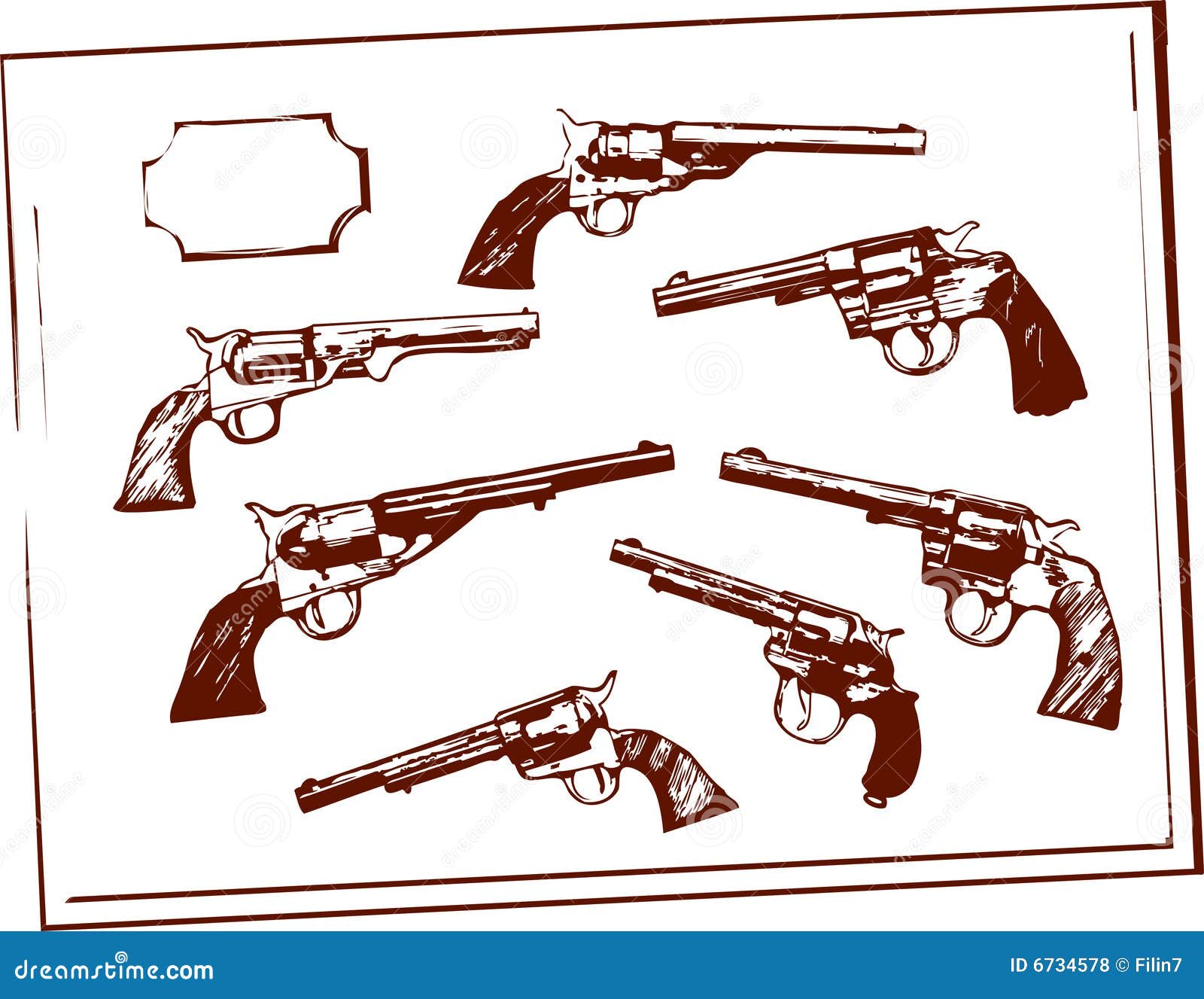 Guns stock vector. Illustration of western, display, framed - 6734578