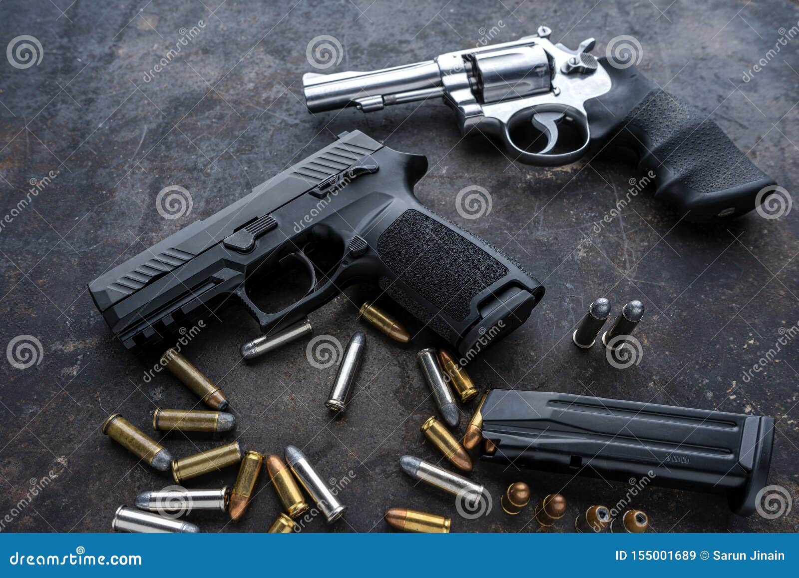 Guns and Ammunition on Dark Background Stock Image - Image of food ...
