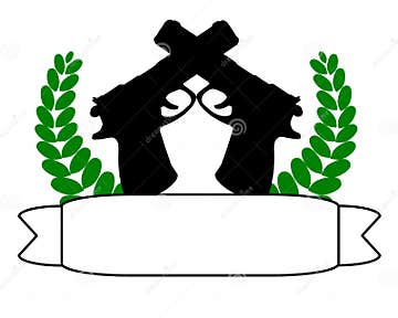 Guns and banner stock illustration. Illustration of handgun - 8958193