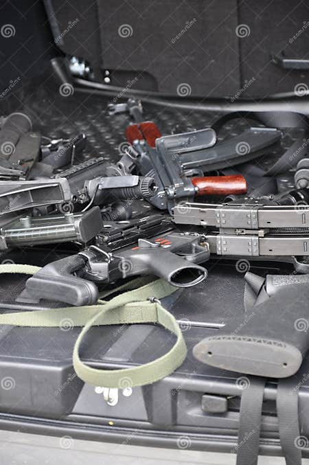 Guns in the car stock image. Image of transport, boot - 15029163